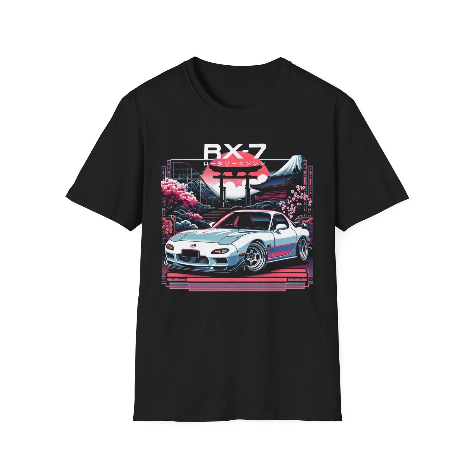 RX-7 FD Japan Temple Mt. Fuji Retro JDM Car Graphic T-Shirt - Walmart.com
