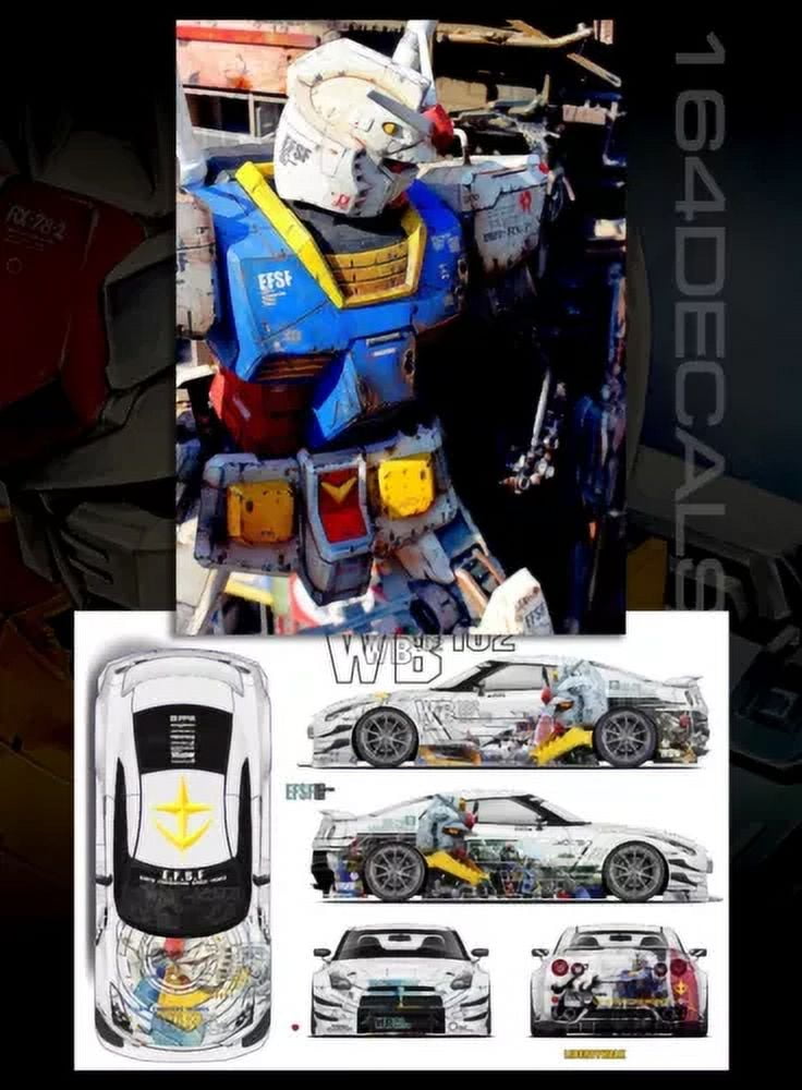 RX-78 Anime Waterslide Decals White Toner Custom All Cars 1:64 Hot Hw ...