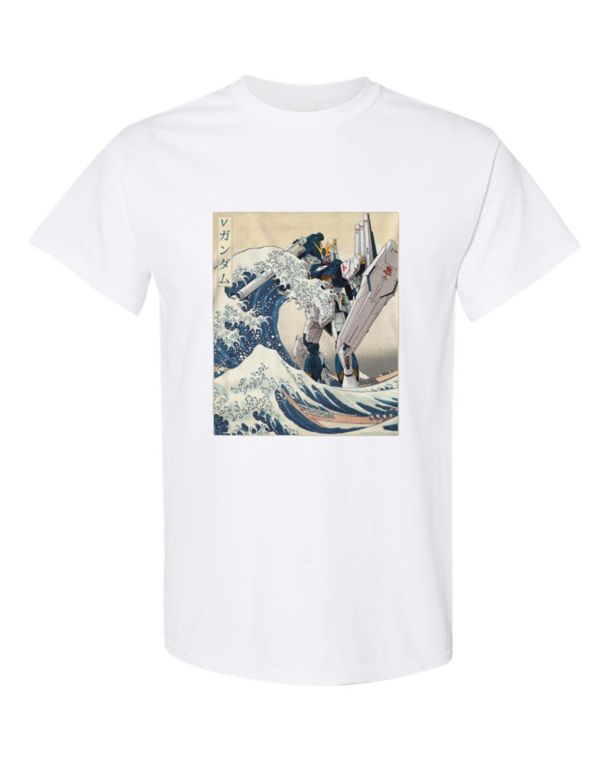 RX-93 Mecha Rising From Great Wave In Bold Anime Graphic Design T-Shirt ...