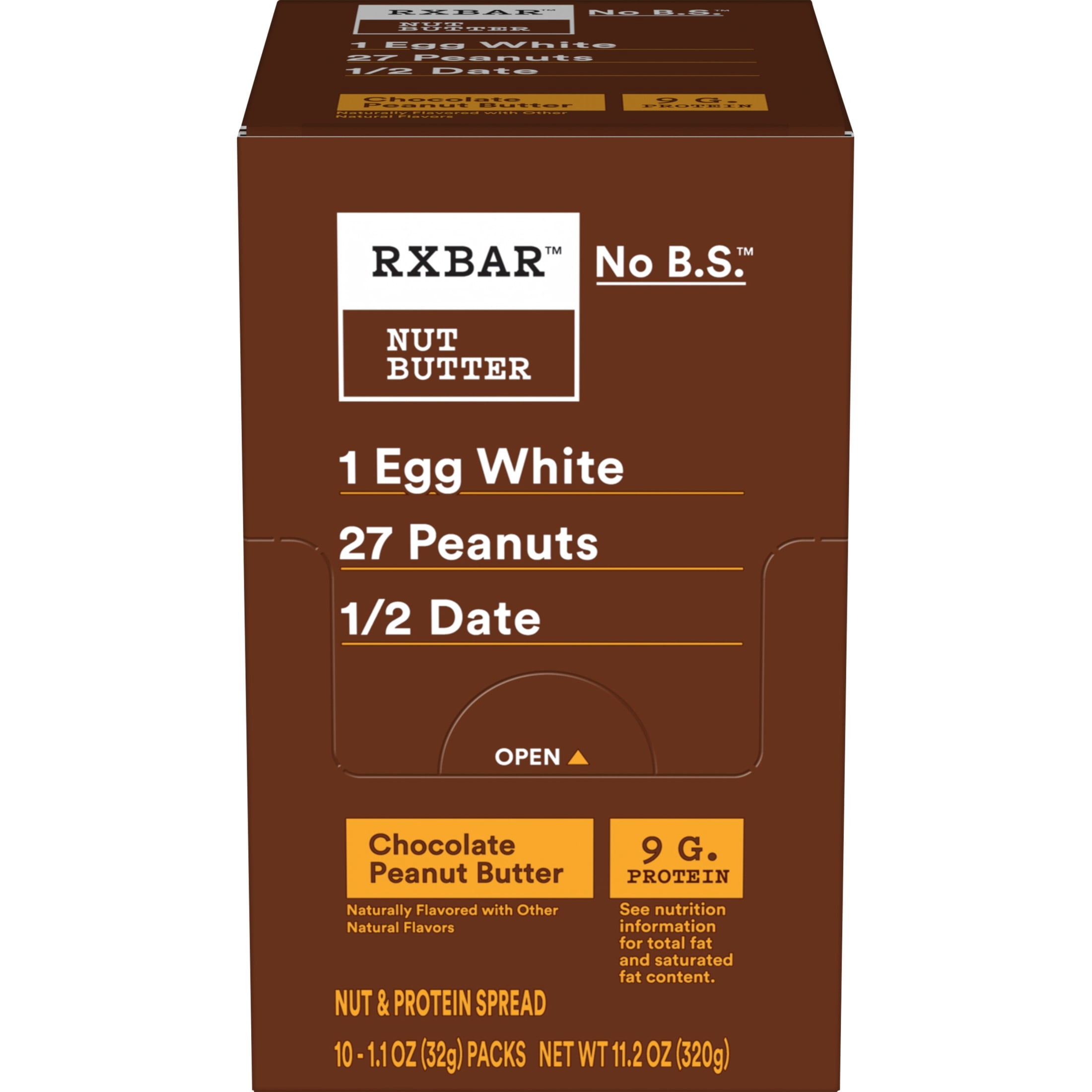 RX Nut Butter Gluten-Free Chocolate Peanut Butter, Protein Snack, 10 ...