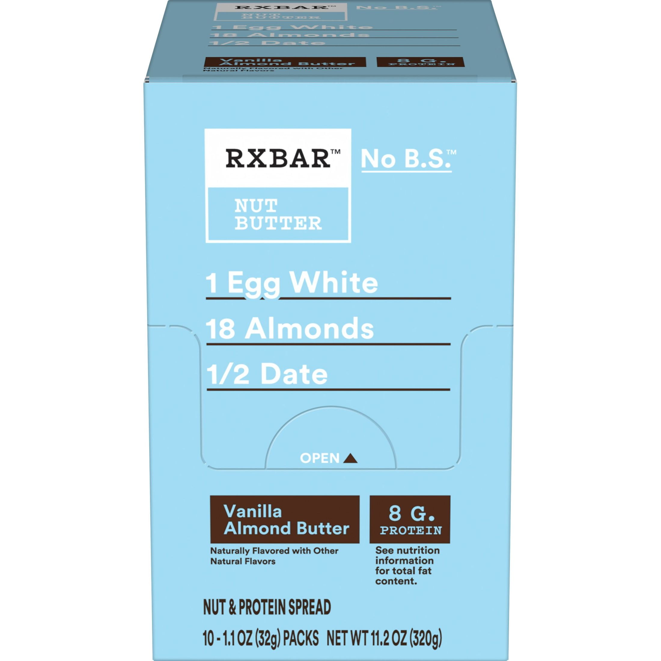 RX Nut Butter Gluten-Free Vanilla Almond Butter, Protein Snack, 10 ...