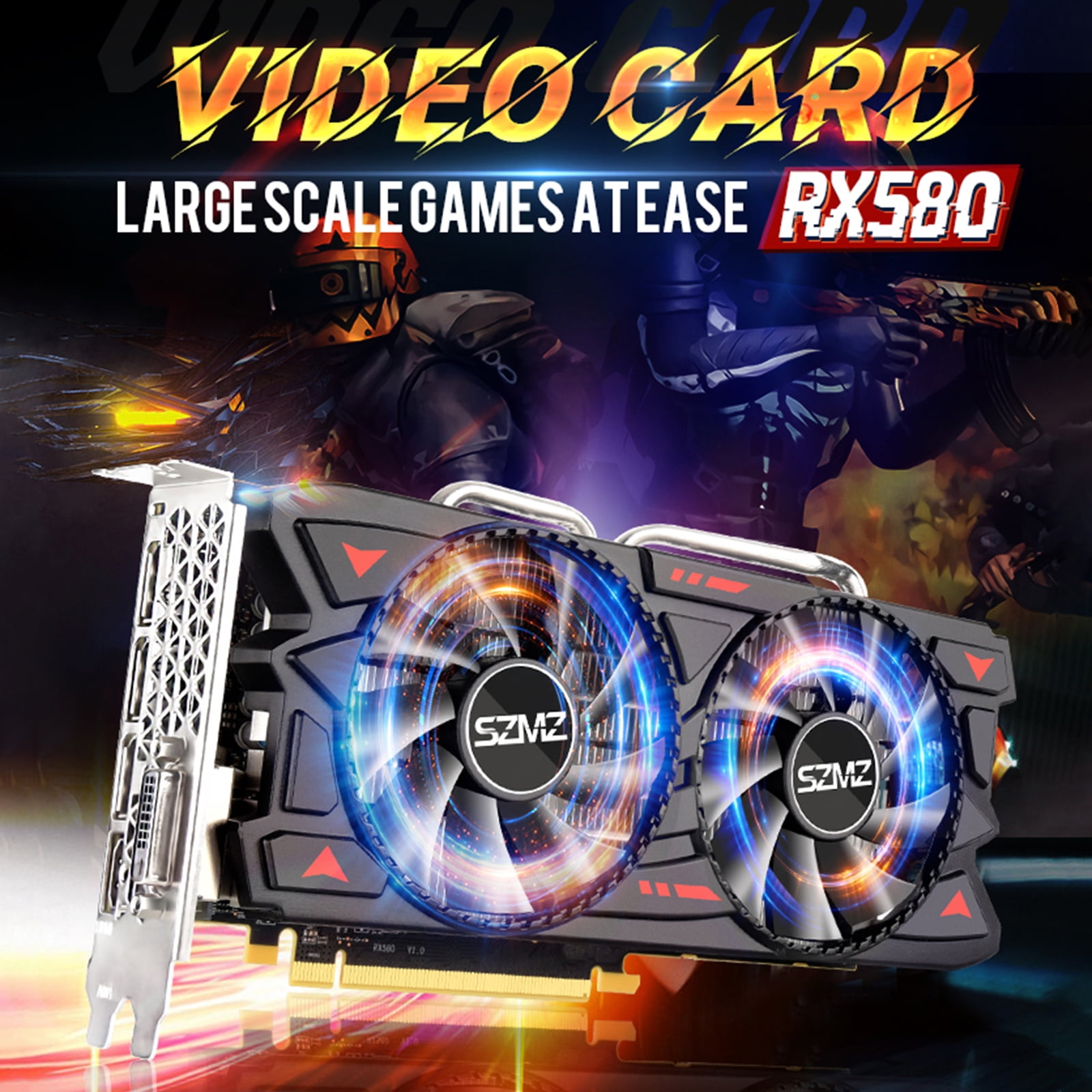 RX580 8G Independent Graphics Card Dual Fans Desktop Computer Lighting Card - Walmart.com