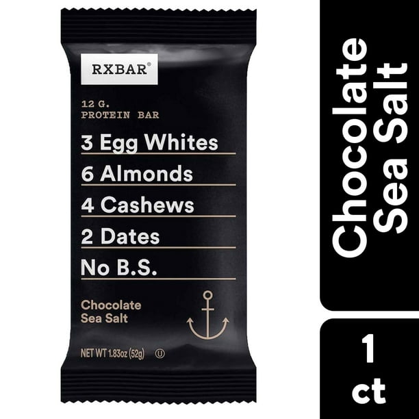 RXBAR Chocolate Sea Salt Chewy Protein Bars, Gluten Free, 1.83 oz ...