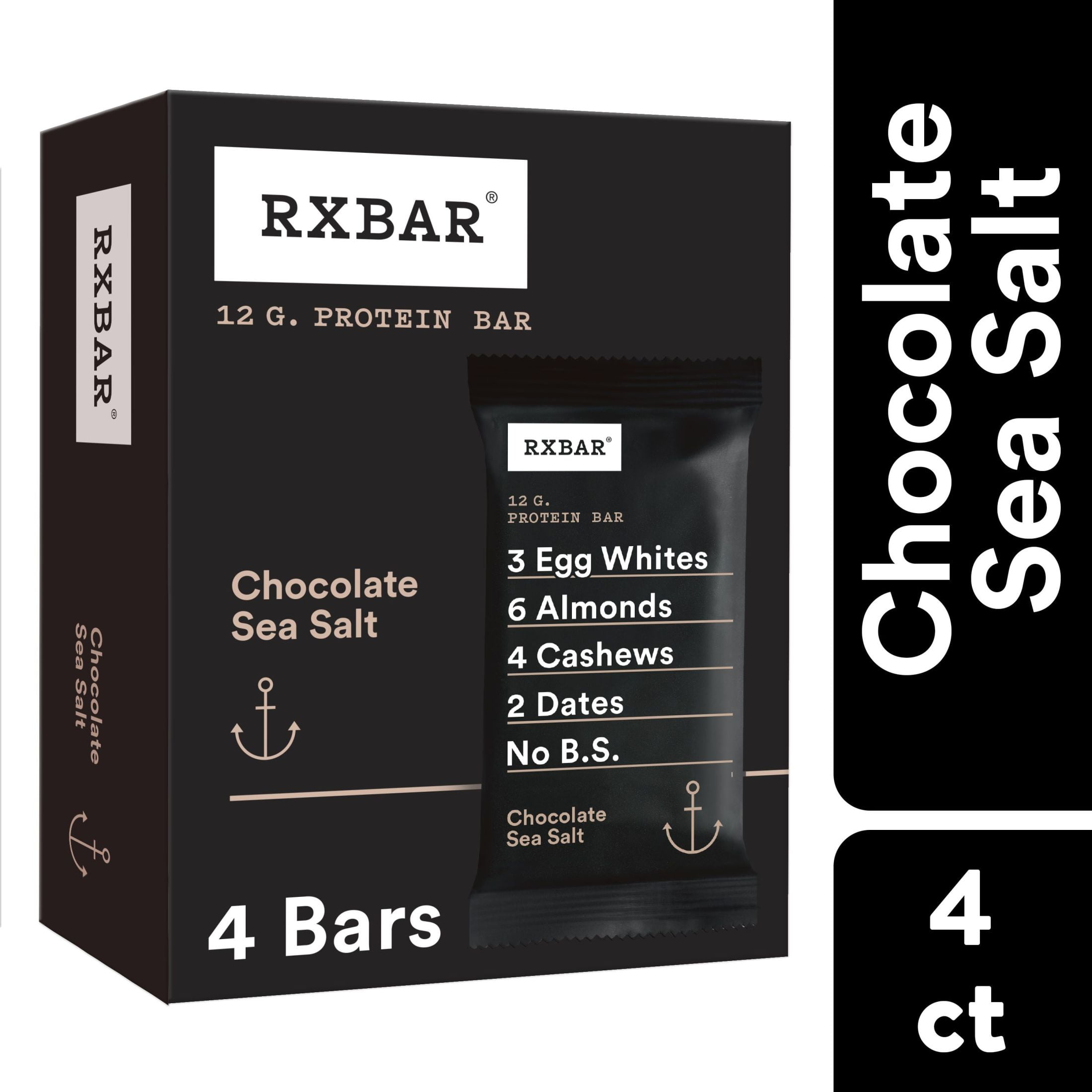 RXBAR Chocolate Sea Salt Chewy Protein Bars, Gluten-Free, Ready-to-Eat, 7.32 oz, 4 Count ...