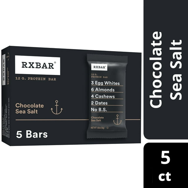 RXBAR Chocolate Sea Salt Chewy Protein Bars, Gluten-Free, Ready-to-Eat, 9.15 oz, 5 Count ...