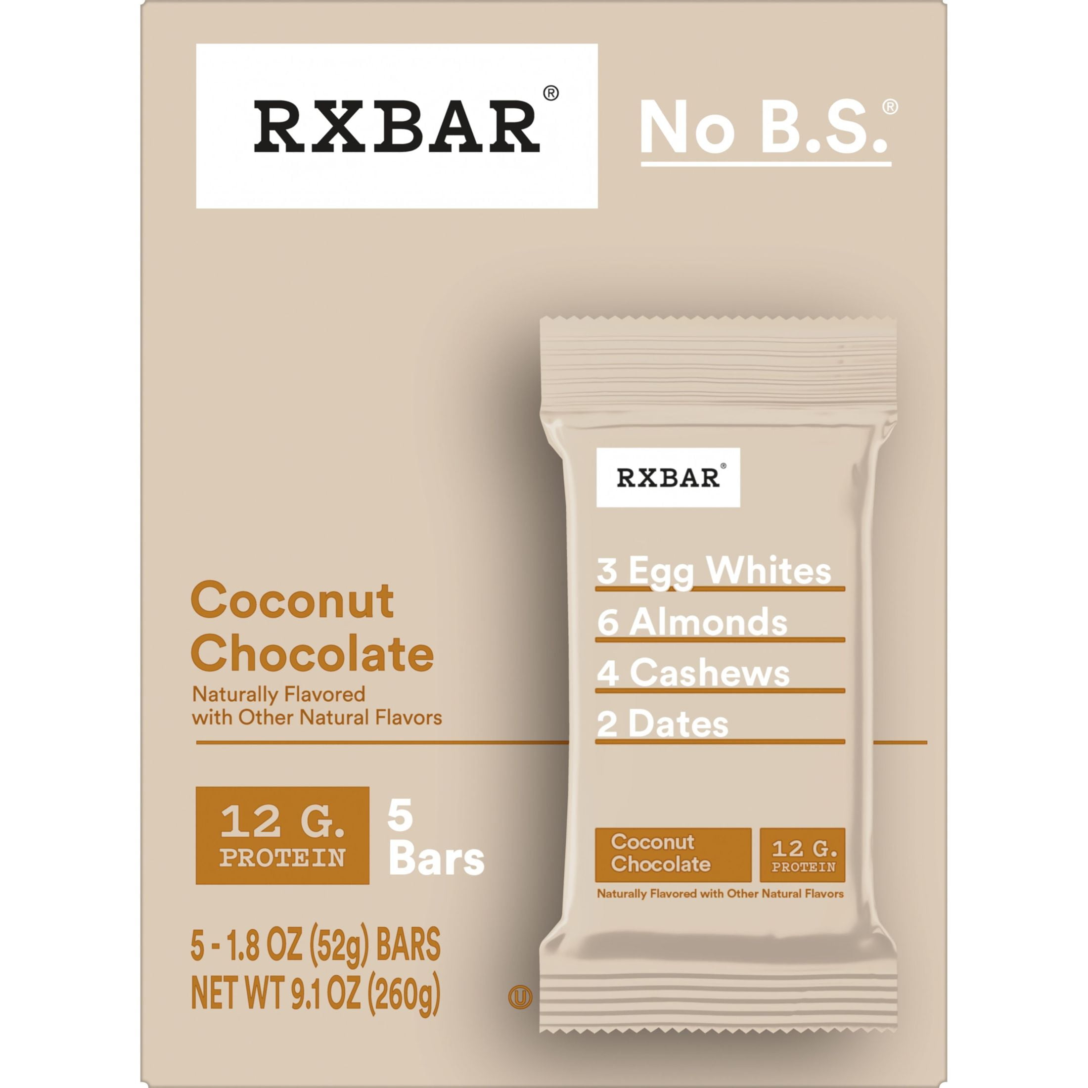RXBAR Coconut Chocolate Chewy Protein Bars, Gluten-Free, Ready-to-Eat ...