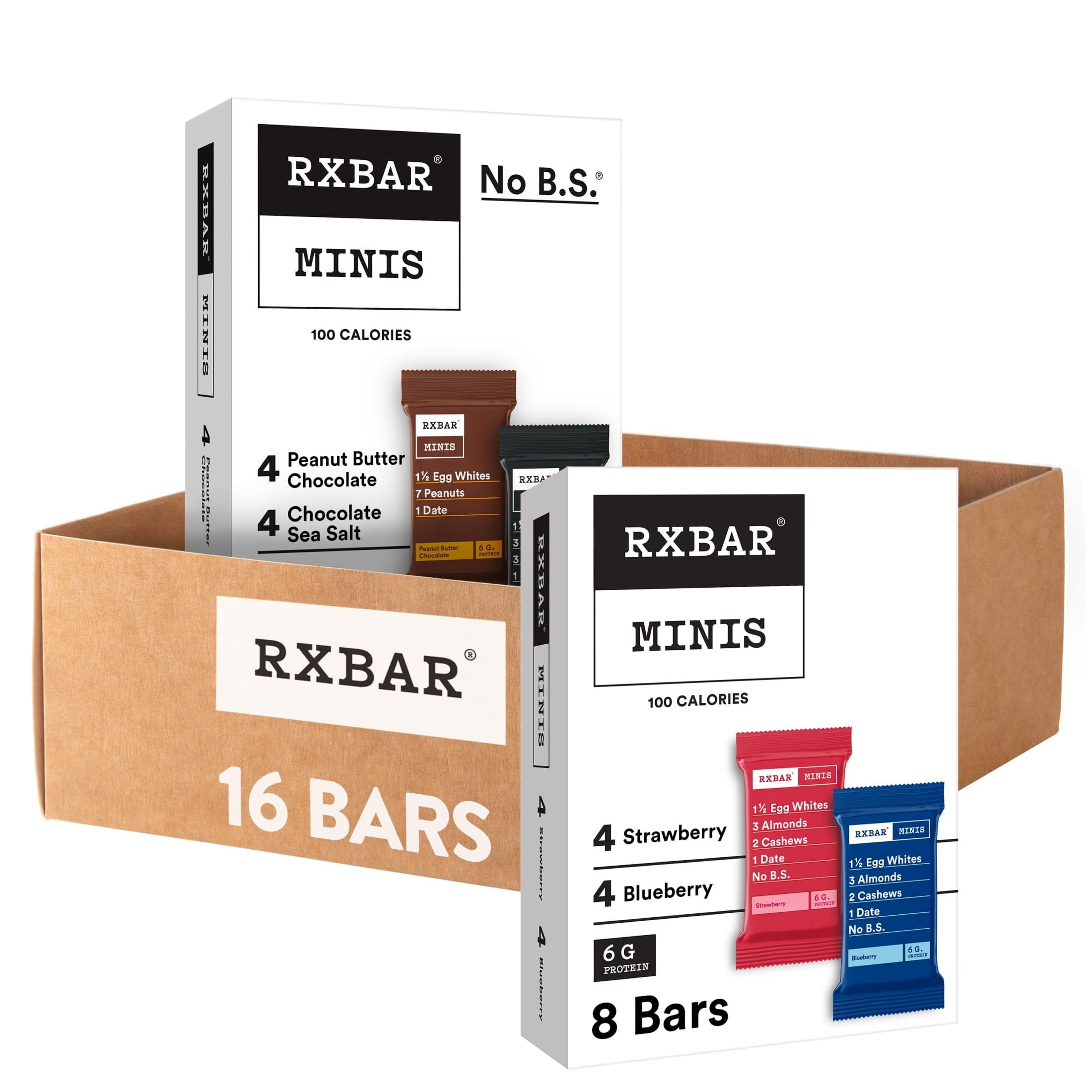 RXBAR Minis Protein Bars, Snack Bars, Variety Pack (16 Count) - Walmart.com