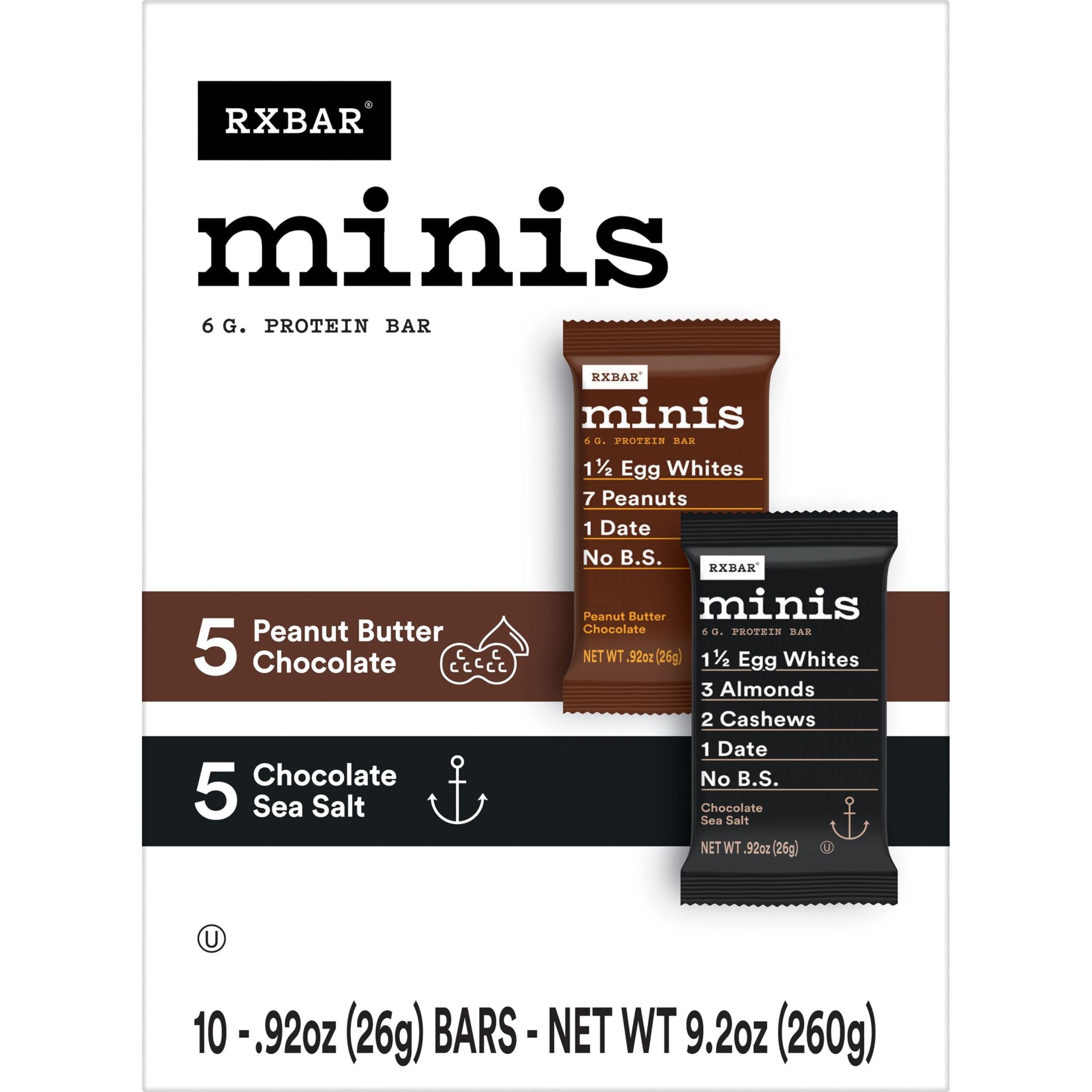RXBAR Minis Variety Pack Chewy Protein Bars, Ready-to-Eat, 2 Flavors, 9 ...