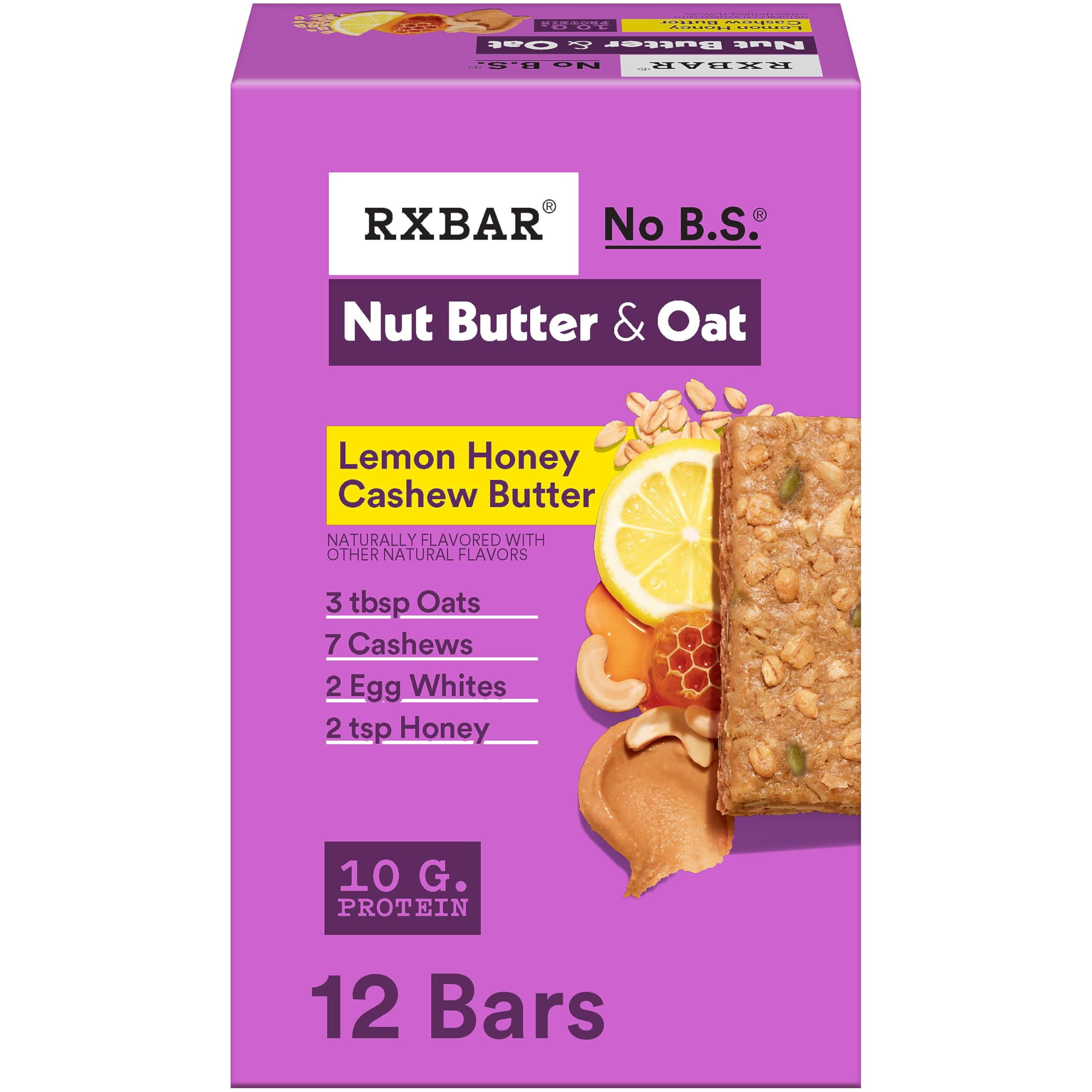 RXBAR Nut Butter and Oat Protein Bars, Protein Snacks, Snack Bars, Lemon Honey Cashew Butter, 23 ...