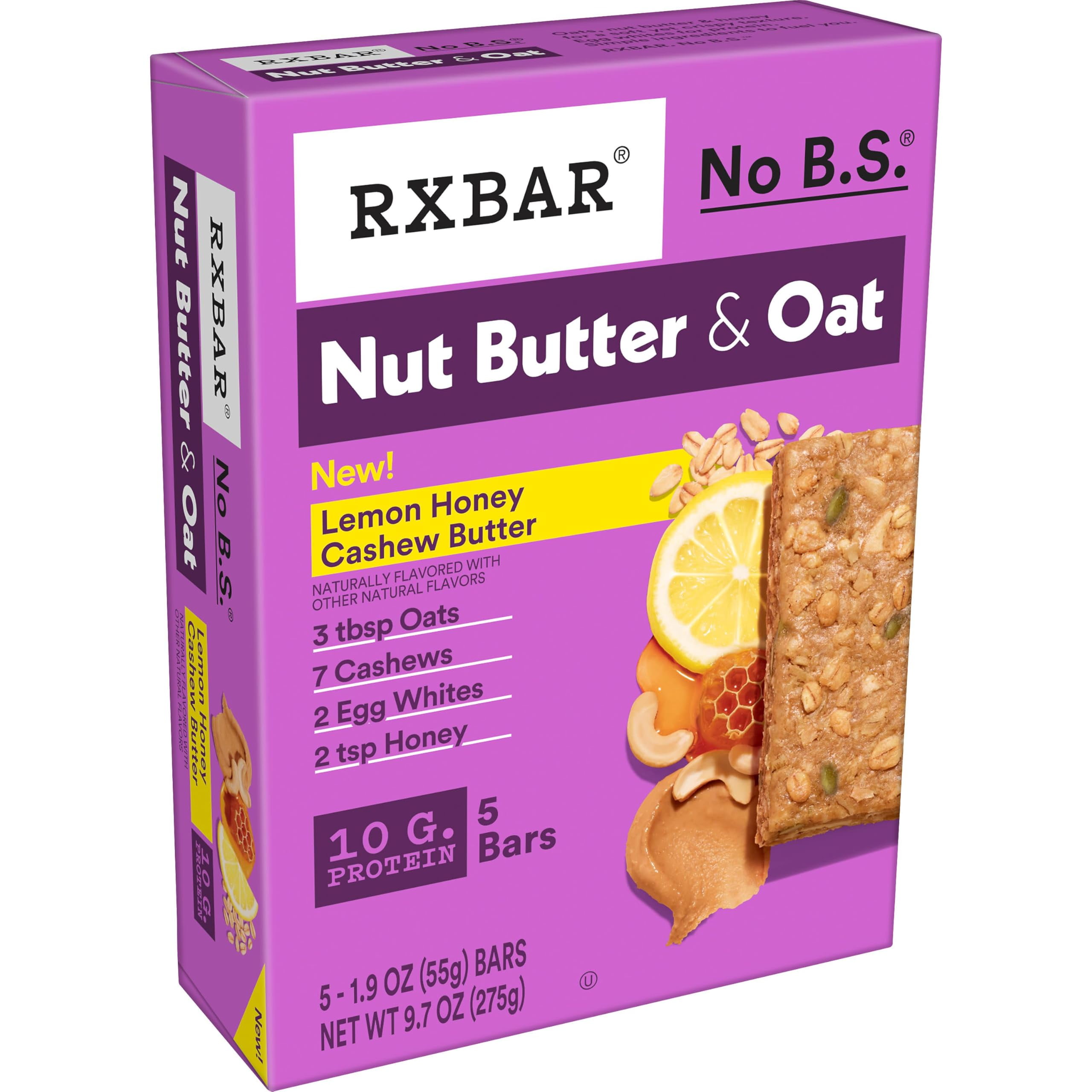 RXBAR Nut Butter and Oat Protein Bars, Protein Snacks, Snack Bars, Lemon Honey Cashew Butter (30 ...