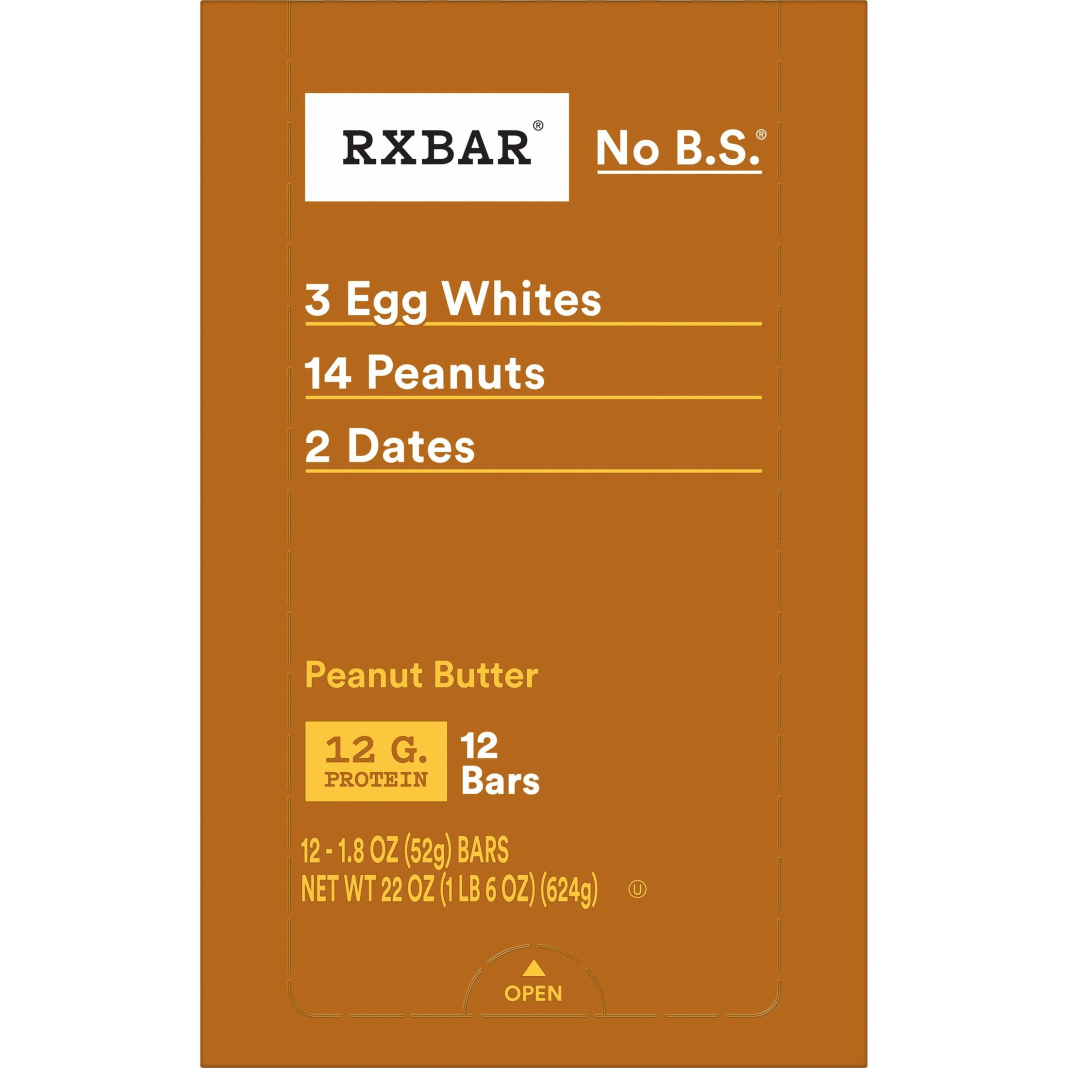 RXBAR Peanut Butter Chewy Protein Bars, Gluten-Free, Ready-to-Eat, 12g ...