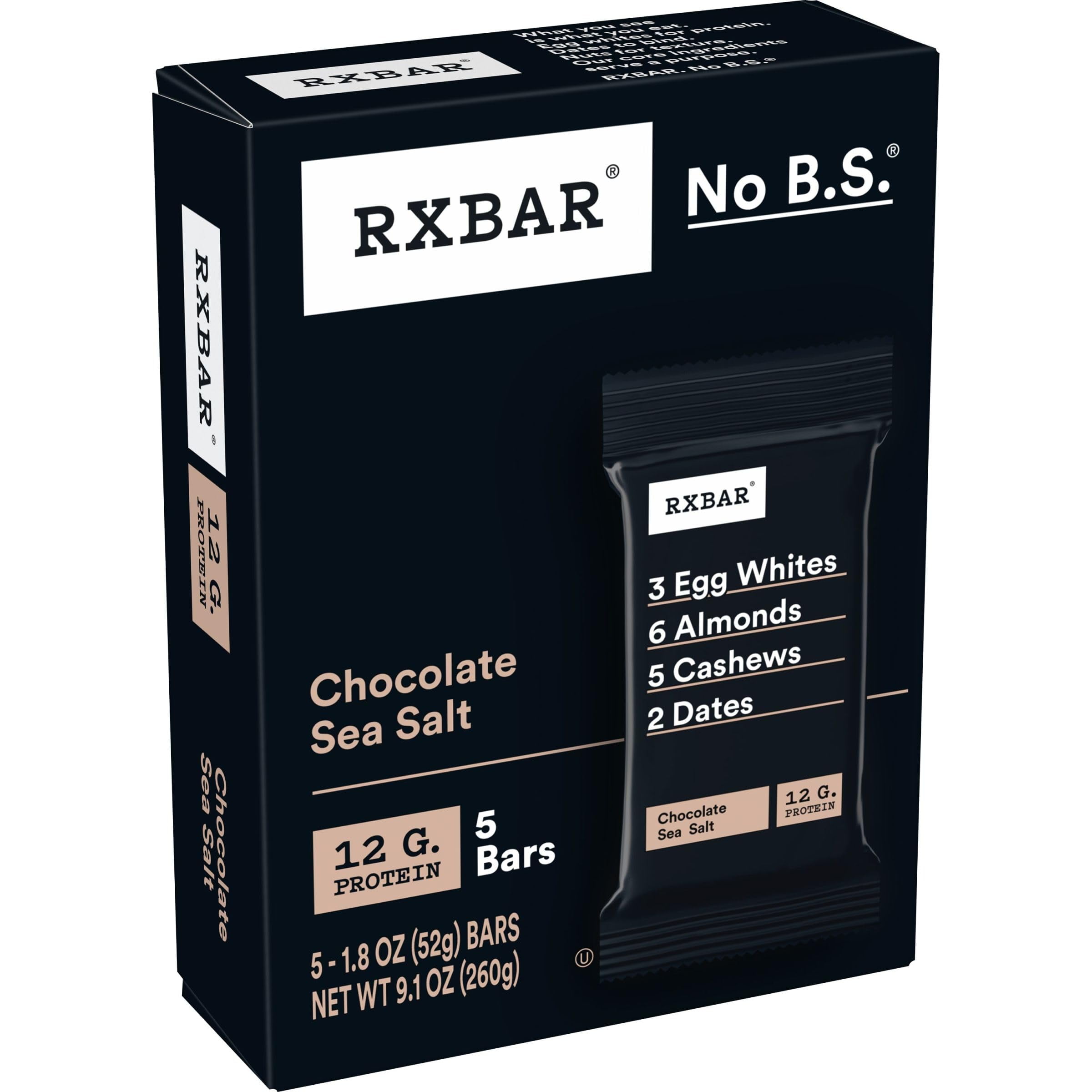 RXBAR Protein Bars, Protein Snack, Snack Bars, Chocolate Sea Salt, 9 ...