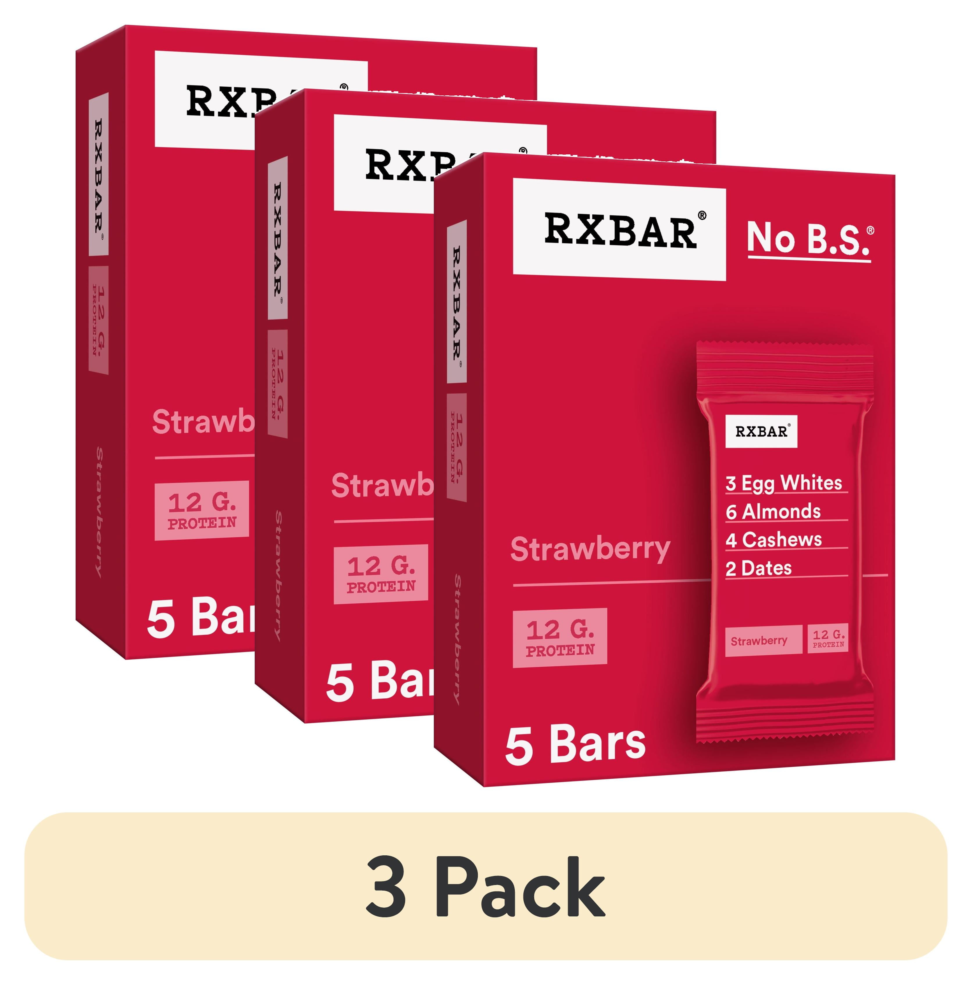 (3 pack) RXBAR Strawberry Chewy Protein Bars, Gluten-Free, Ready-to-Eat ...
