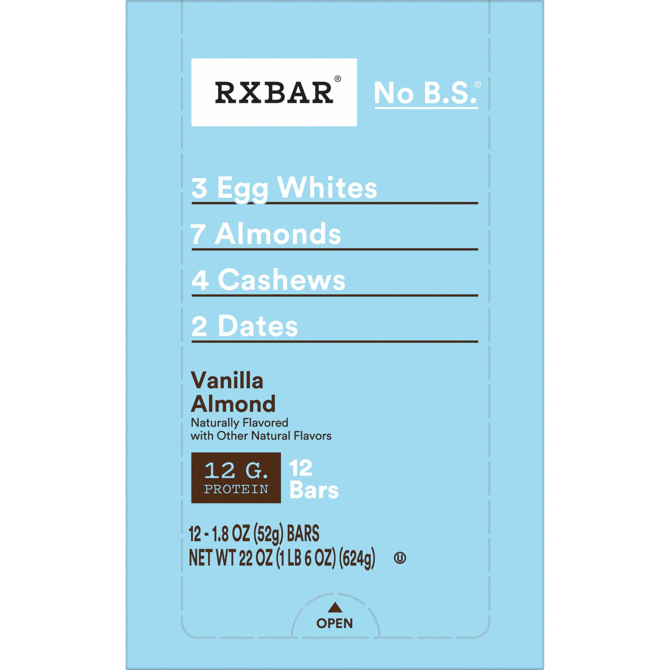 RXBAR Vanilla Almond Chewy Protein Bars, Gluten-Free, Ready-to-Eat ...