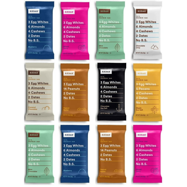 RXBAR Variety Pack, Protein Bar, Gluten Free, High Protein Snack 1.83 ...