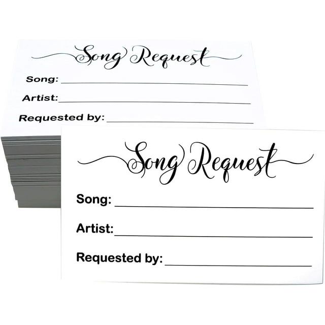 RXBC2011 100 Song Request Cards Play Song at Wedding Reception Prom ...