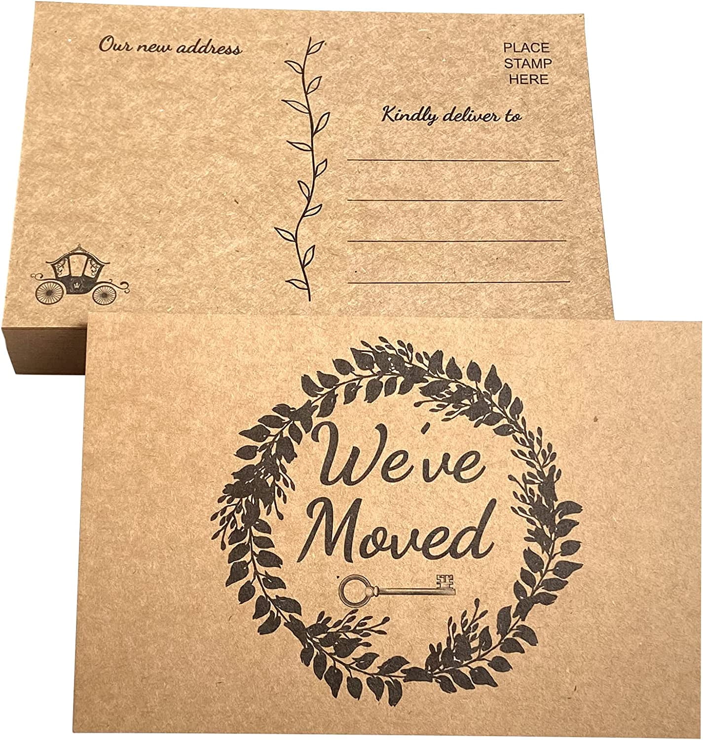 RXBC2011 50 We've Moved Postcards Green Leaf Moving Announcement Cards ...