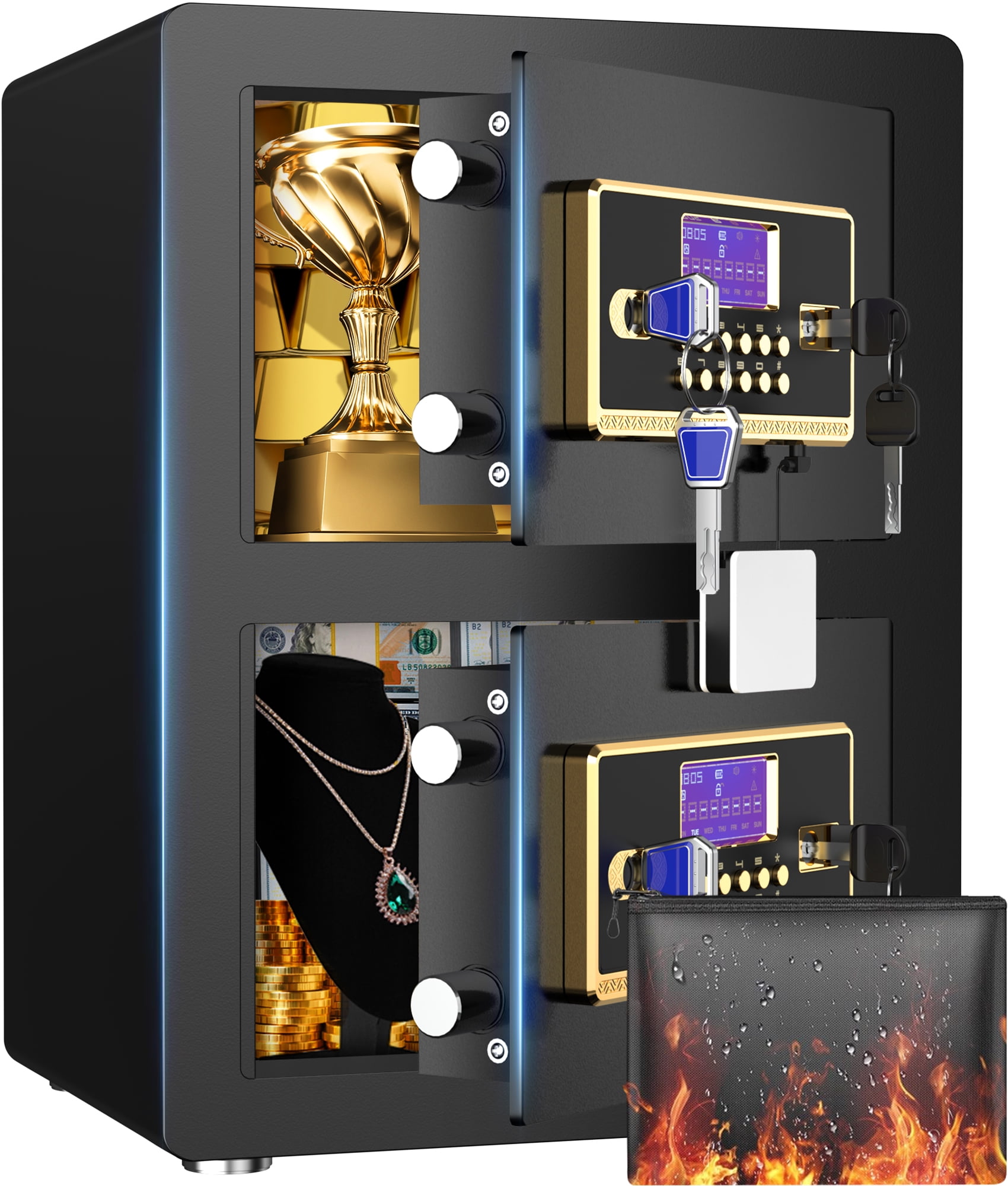 RXDSAFE 4.6 Cuft Large Double Door Safe Box, Digital Keypad Home ...