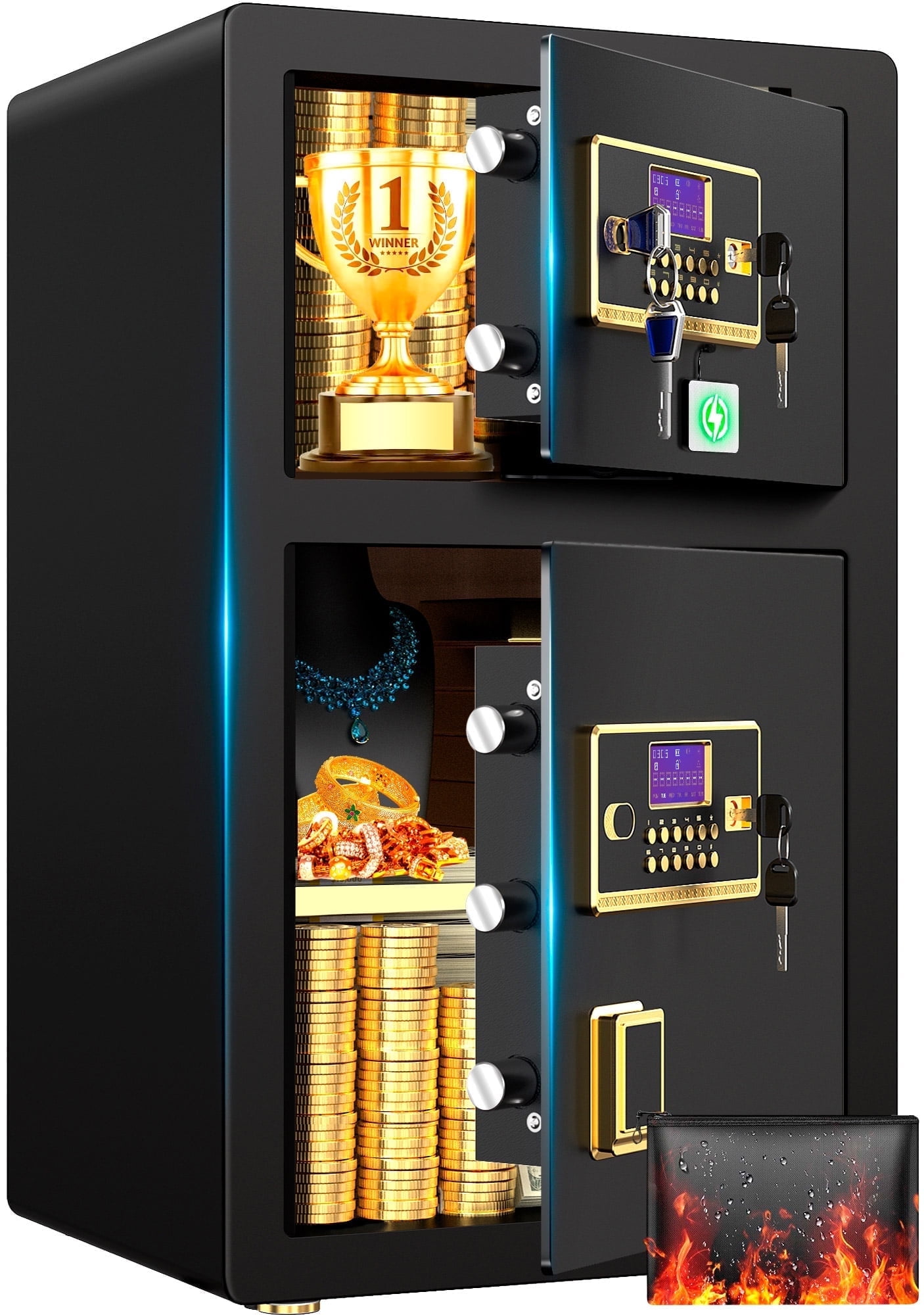 RXDSAFE 9.6 Cuft Large Double Door Safe Box, Digital Keypad Home ...