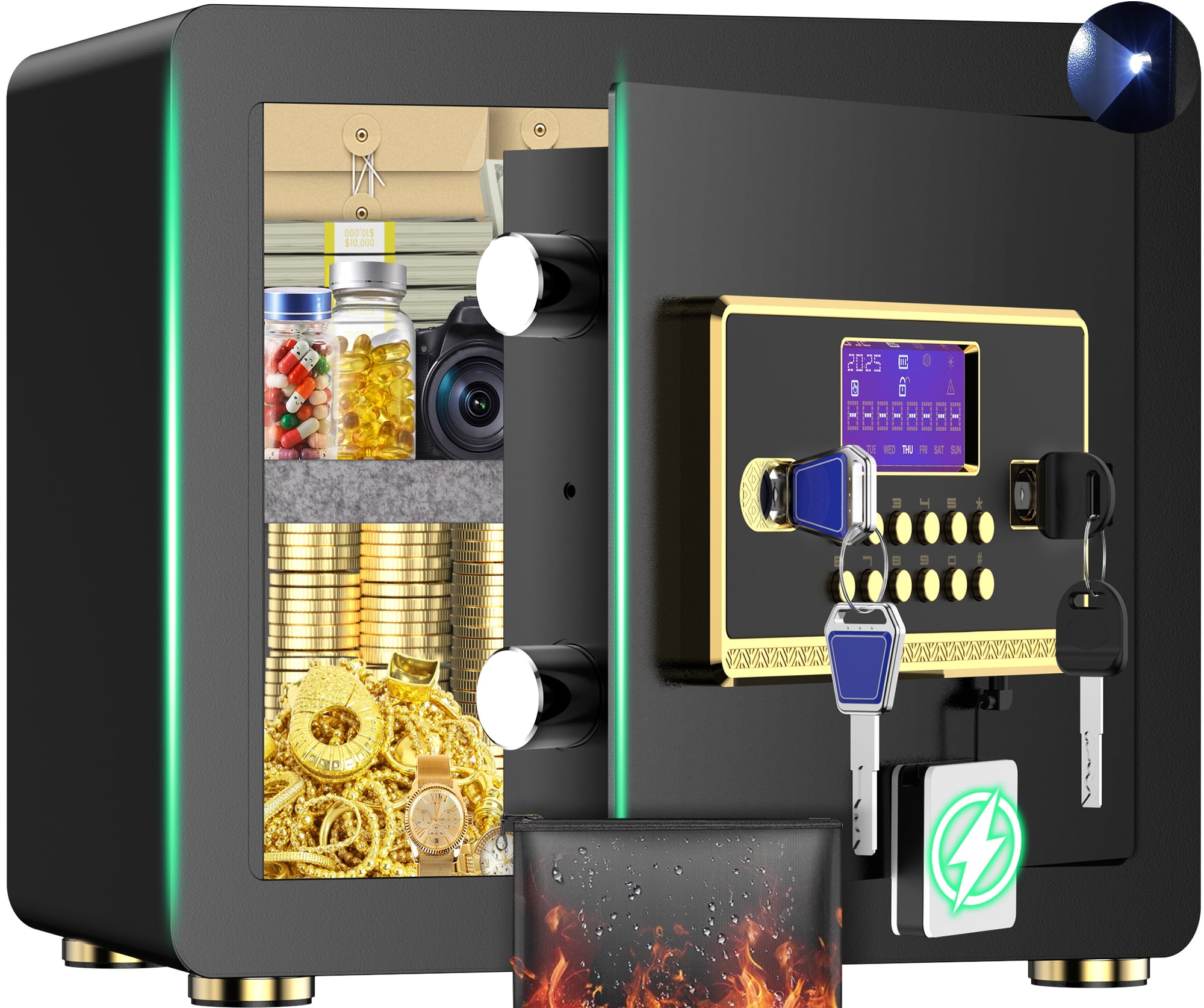 RYCUZO 1.5 Cuft Home Security Safe Box with Digital Keypad, Adjustable ...