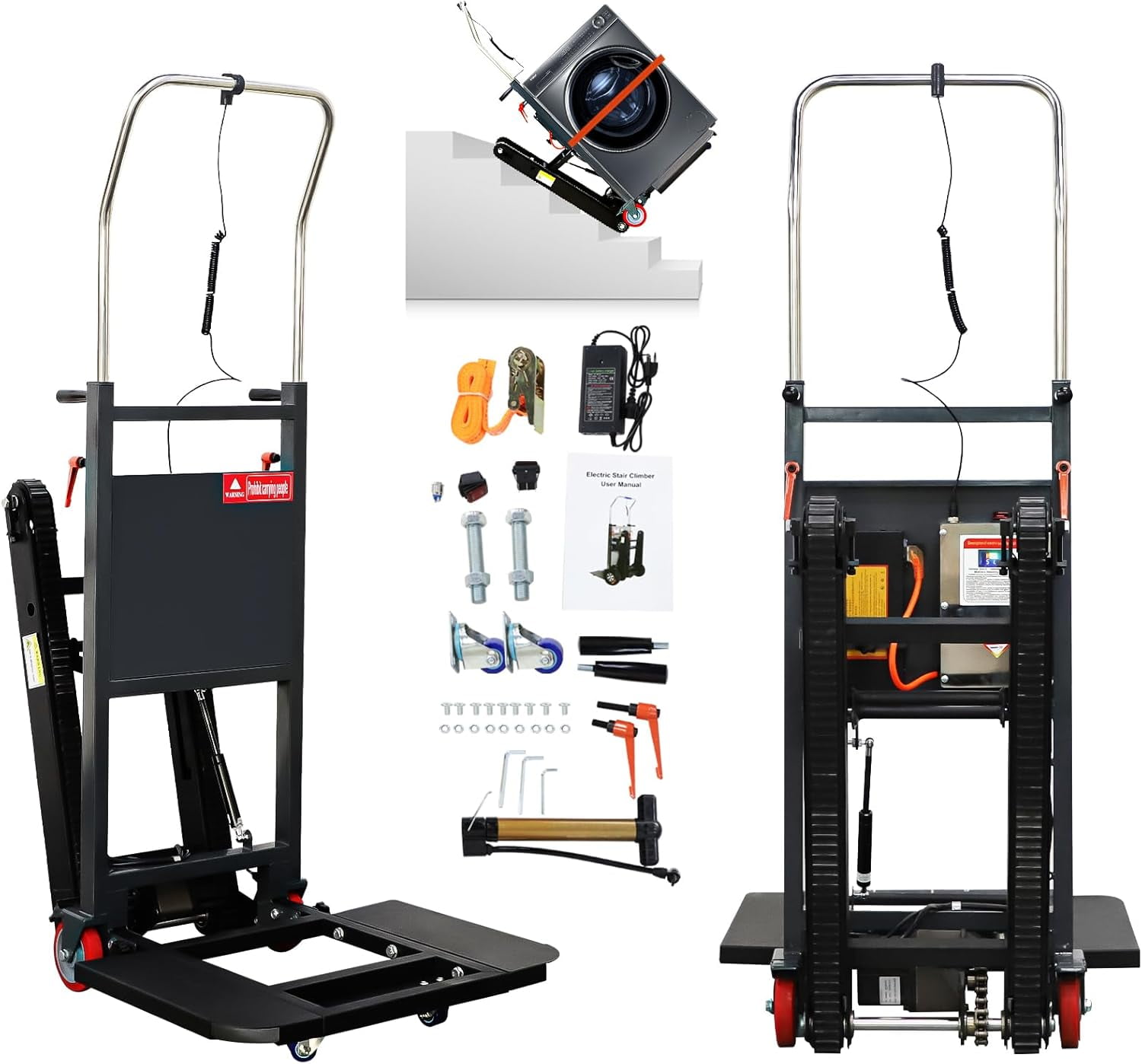 RXFSP Folding Electric Dolly with Rubber Tracks, Electric Stair ...