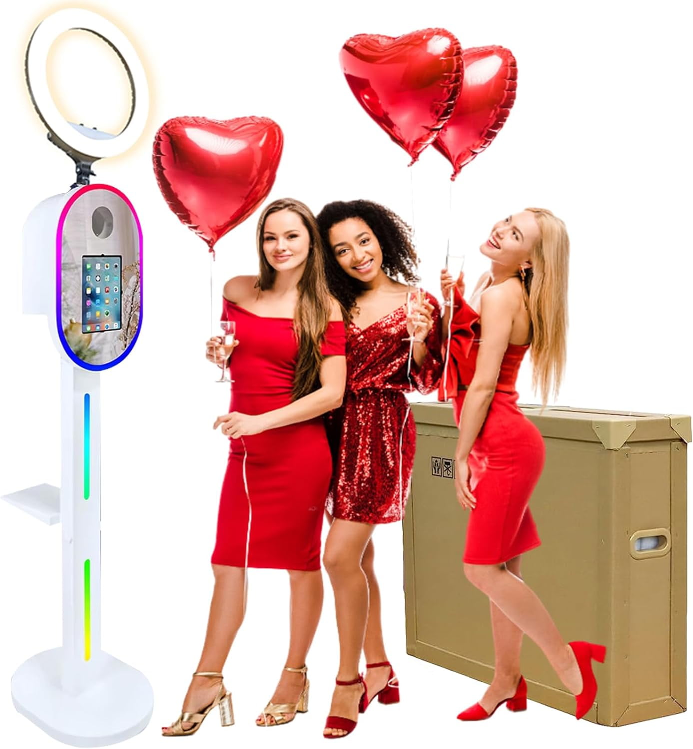 Portable iPad Photo Booth Stand with RGB LED Light for Events, Weddings ...