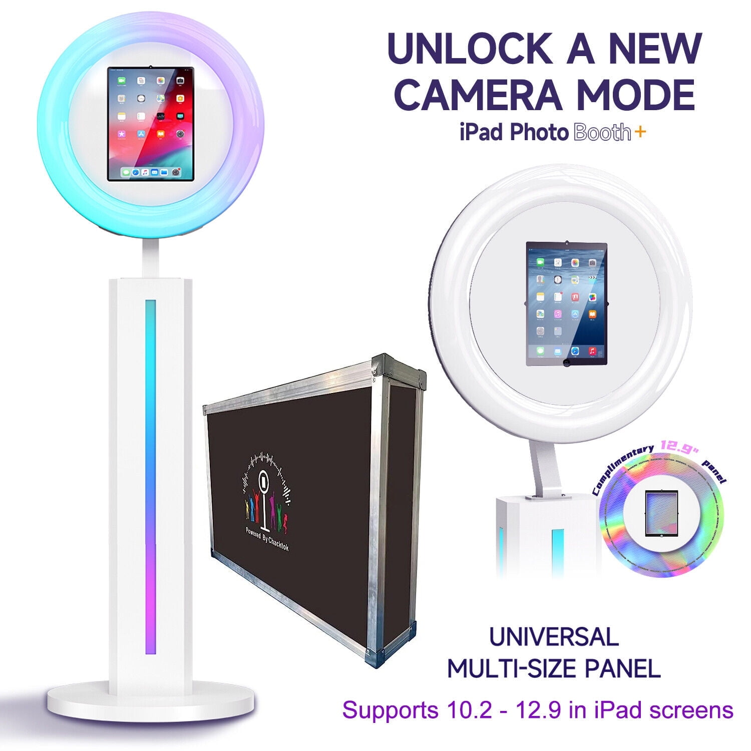 "RXFSP iPad Photo Booth with RGB Light Stand, Compatible with 10.2-12.9 ...