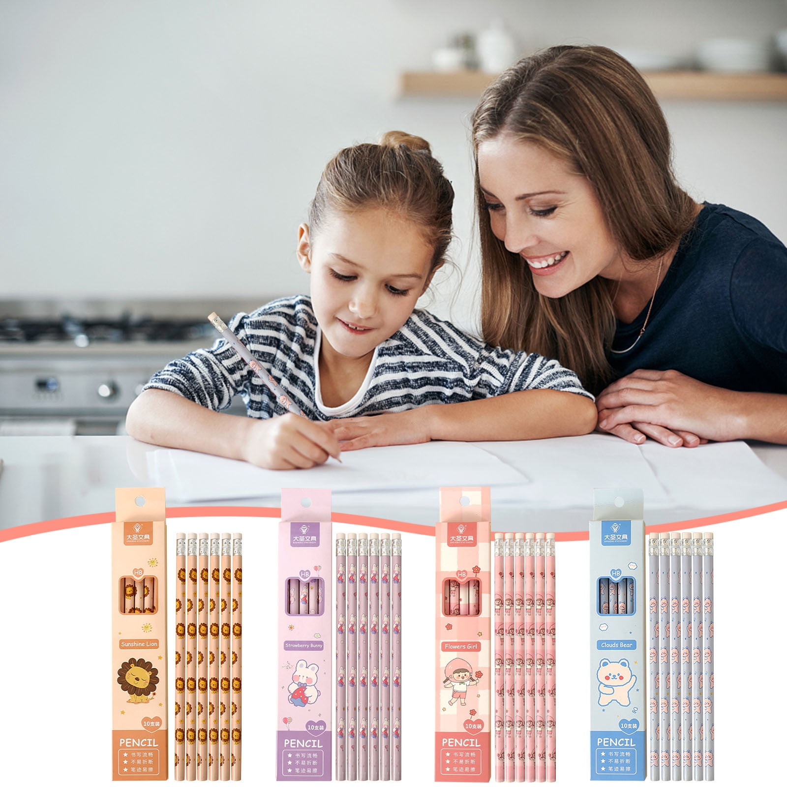 RXIRUCGD 10PCS Cute Pencils for and , Colorful Pencils with Erasers ...