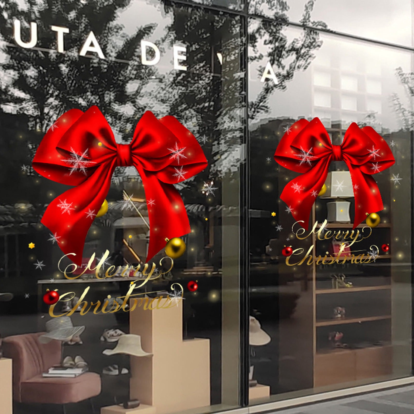 RXIRUCGD 1pc Christmas Window Clings, Winter House Window Decals Red ...