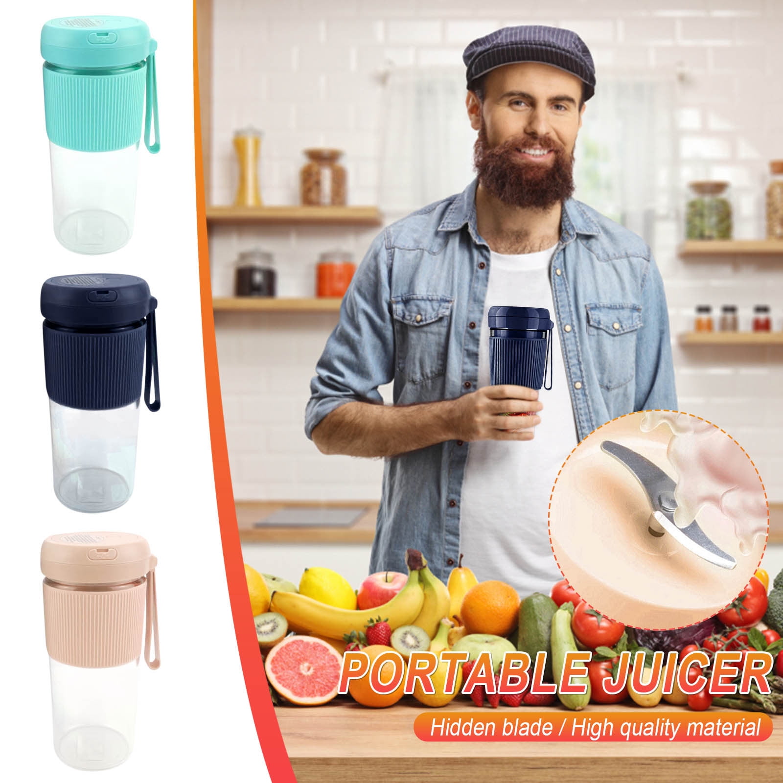 RXIRUCGD 280ml USB Mini Juicer with 30W Motor & 1200mAh Battery, BPA-Free Portable Design for ...