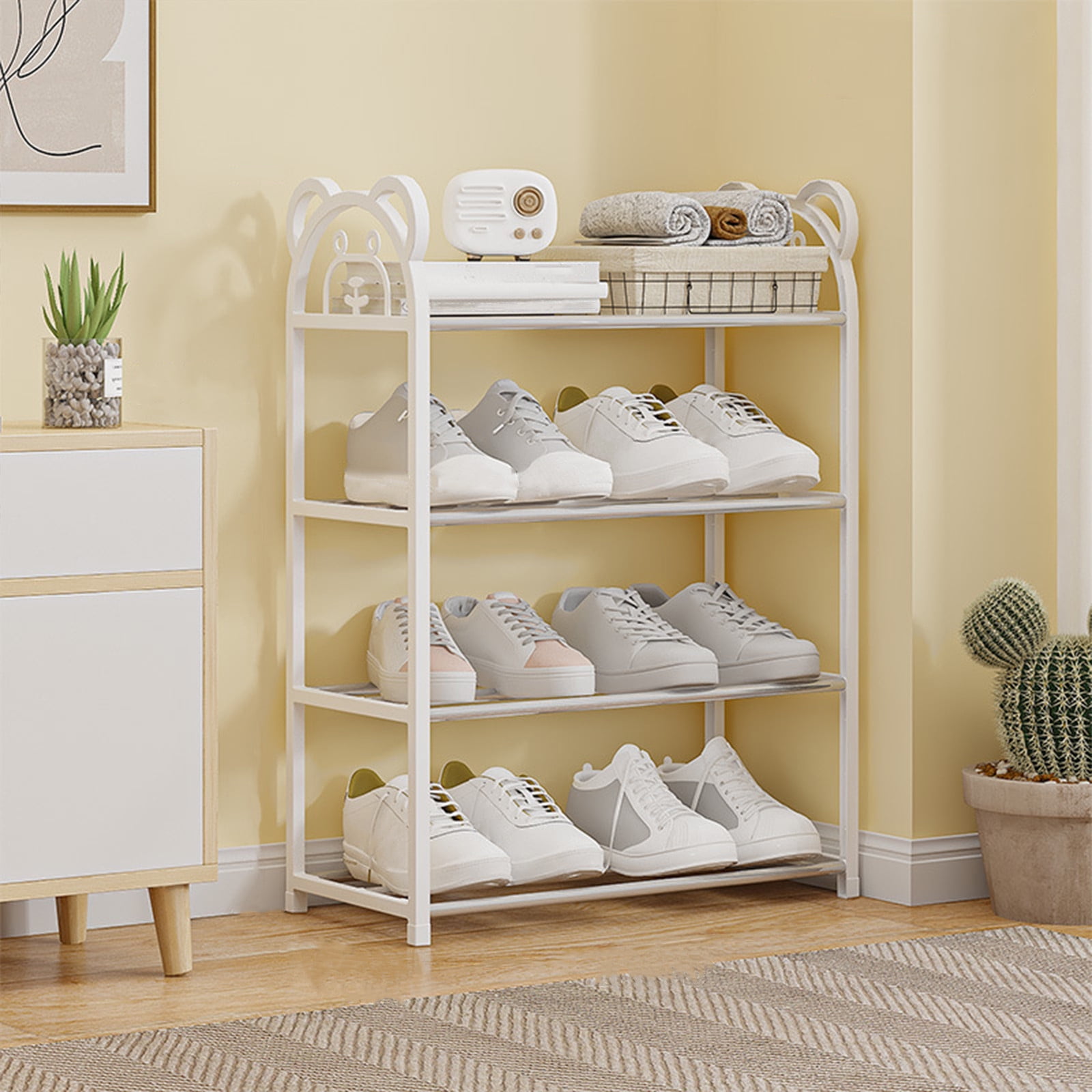 RXIRUCGD 4 Tier Shoe Rack for Closet, Cute Shoe Organizer, Shoe Storage ...