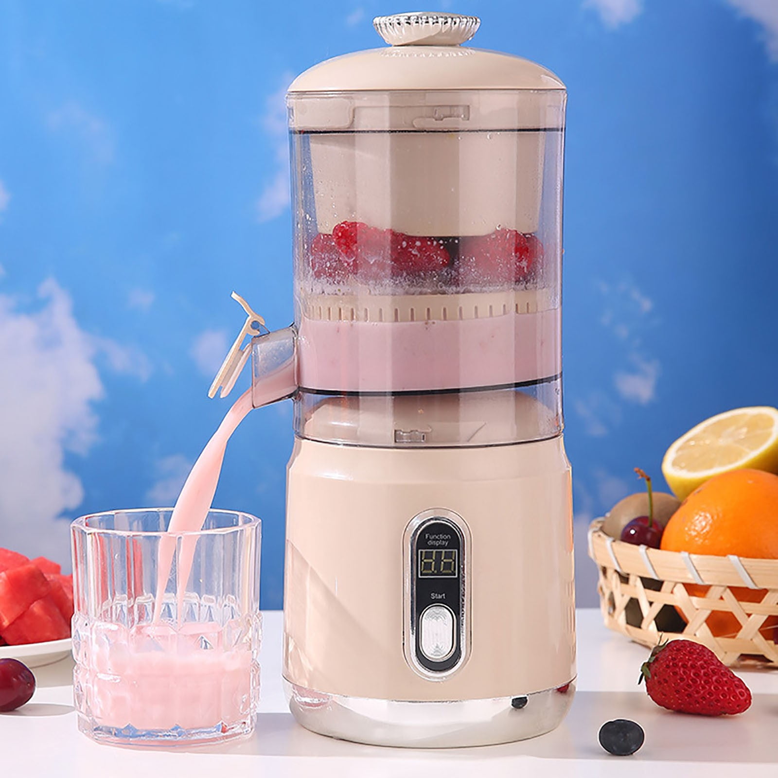 RXIRUCGD 600ML Electric Orange Juicer with LCD Panel & Non-Slip Base ...
