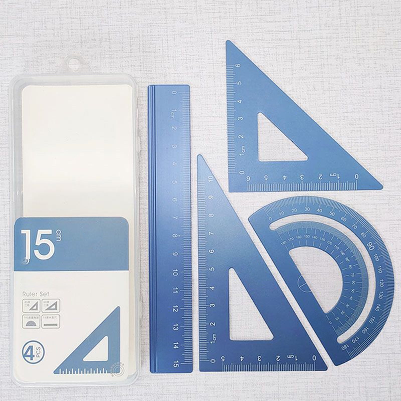 RXIRUCGD Aluminum Alloy 4 Piece Measuring Ruler Set with Protractor ...