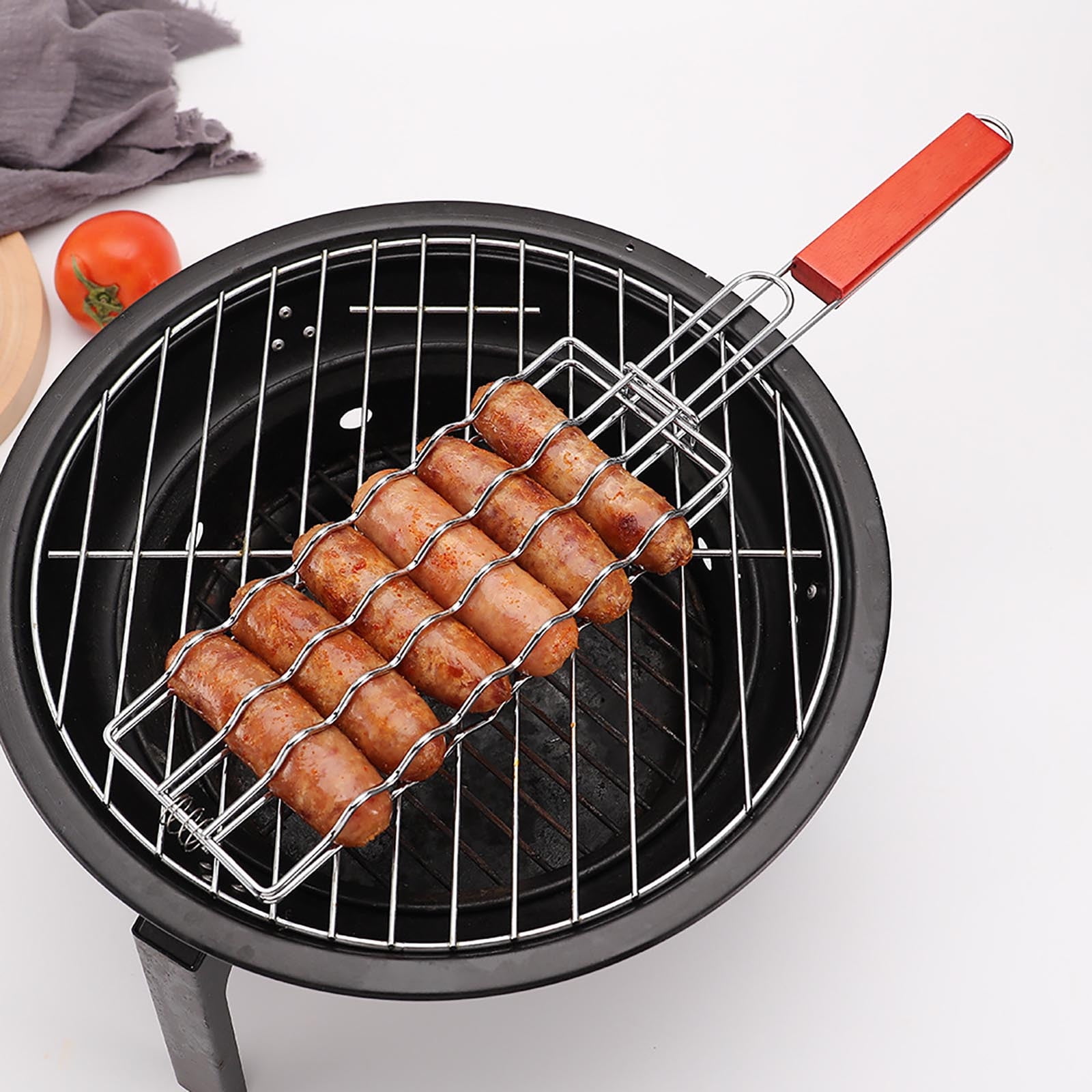 RXIRUCGD BBQ Stainless Steel Hot Dog Grill Sausage Grill Basket Grilled ...