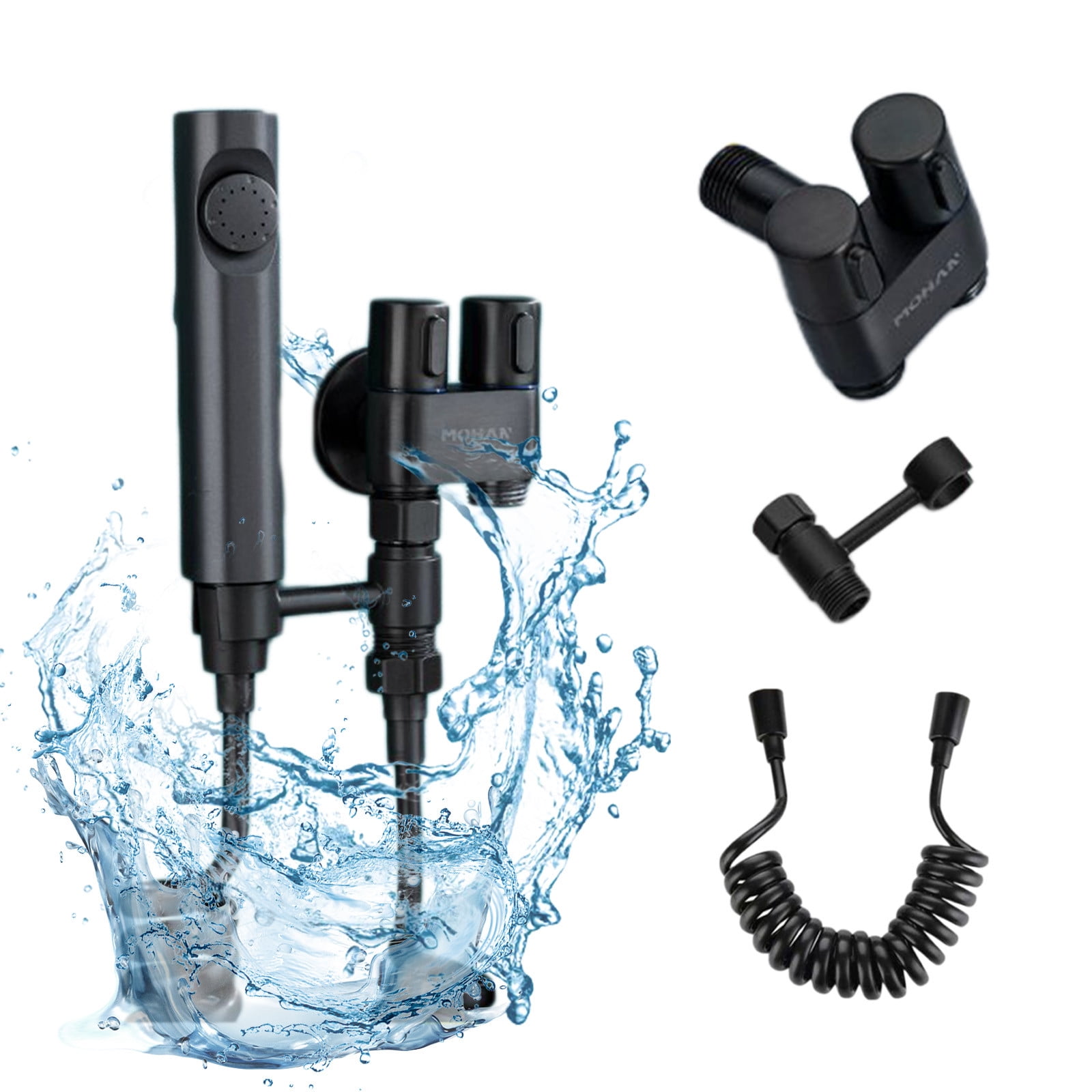 RXIRUCGD Bidet Sprayer, Toilet Spray Set Companion One Inlet Two Outlet ...