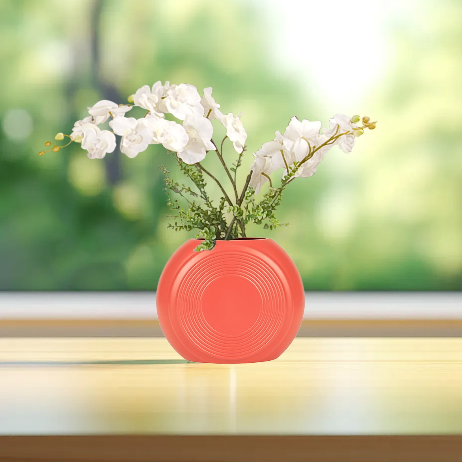 RXIRUCGD Bulbous Plastic Vase with Wide Opening - Floral Container for ...