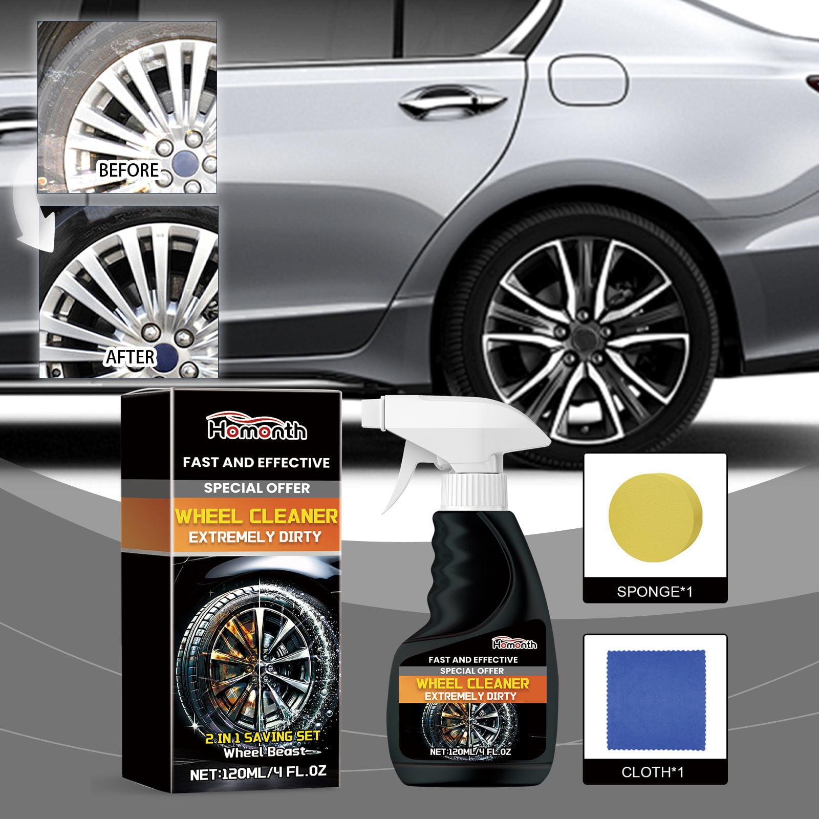 RXIRUCGD Car Wheel Cleaner And Remover For Cleaning Wheels And Tires ...