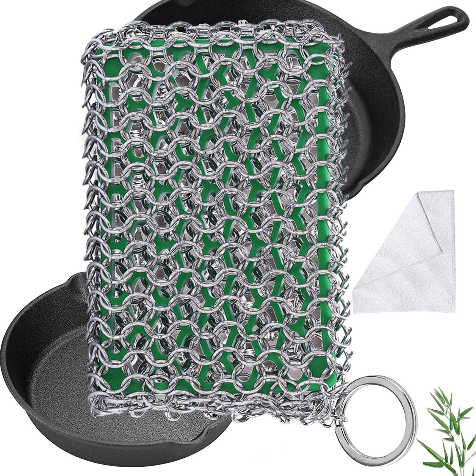 RXIRUCGD Cast Iron Scrubber Chainmail Scrubber, Stainless Steel Chain ...
