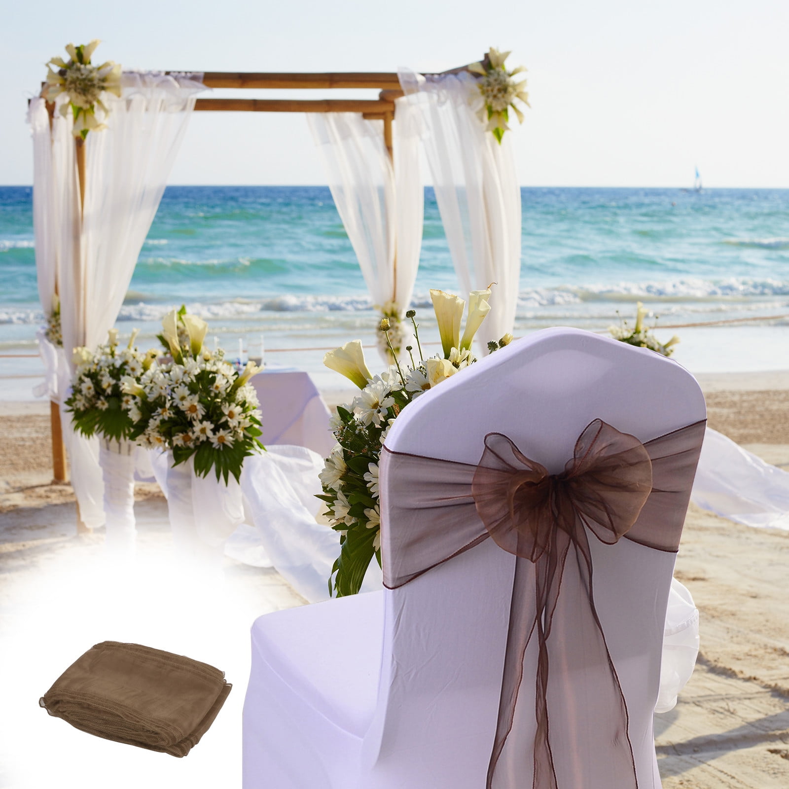 RXIRUCGD Chair Bows Sashes, Organza Chair Bows Sashes For Party Wedding ...