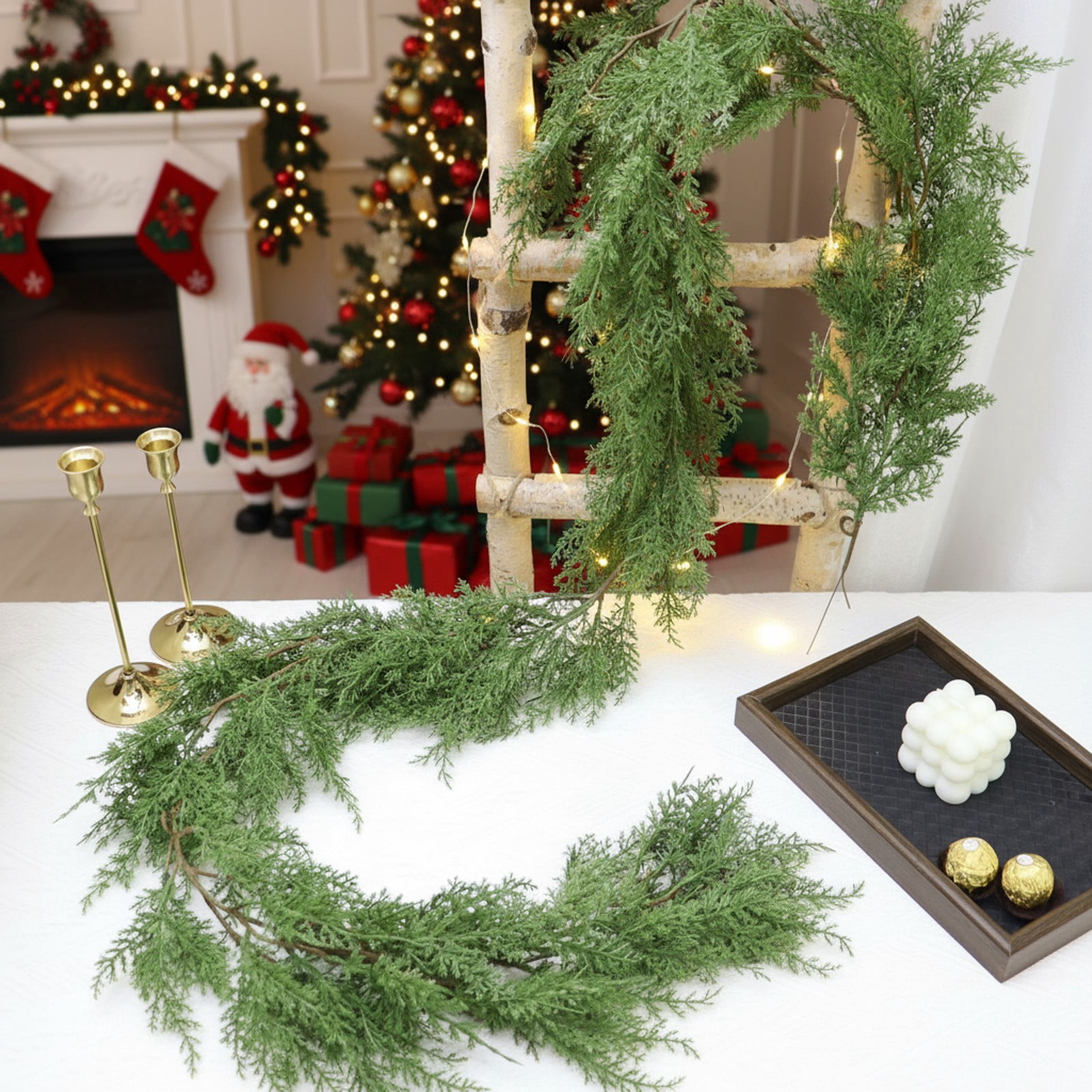 RXIRUCGD Christmas Norfolk Pine Garland Artificial Greenery Fork Decor ...