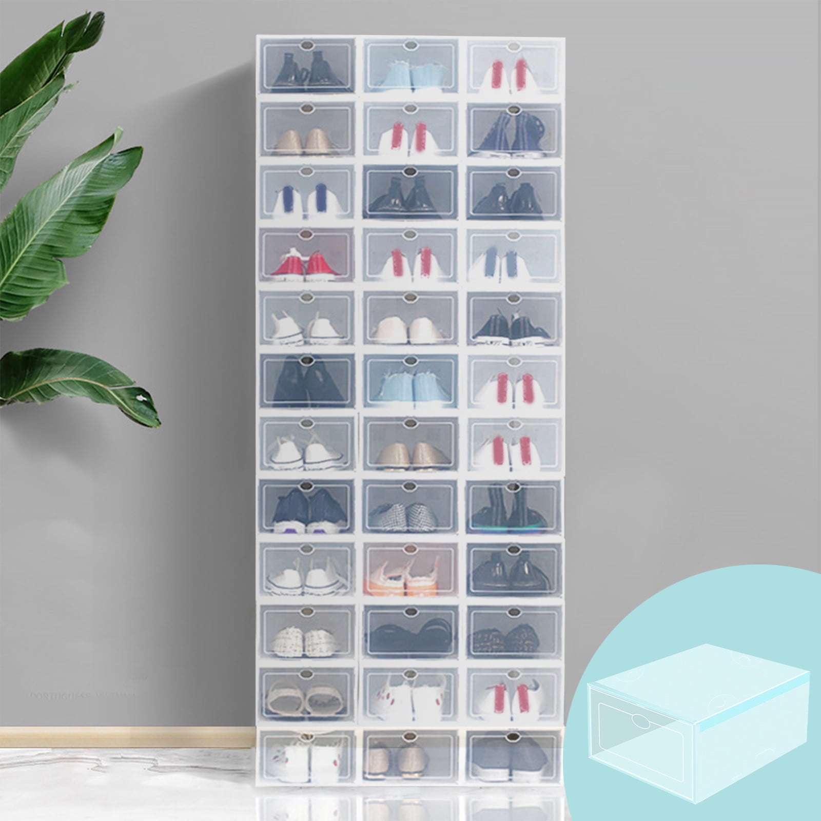 RXIRUCGD Clear Shoe Organizer, Stackable Shoe Storage Boxes for Closet, Space-Saving Shoe Rack ...