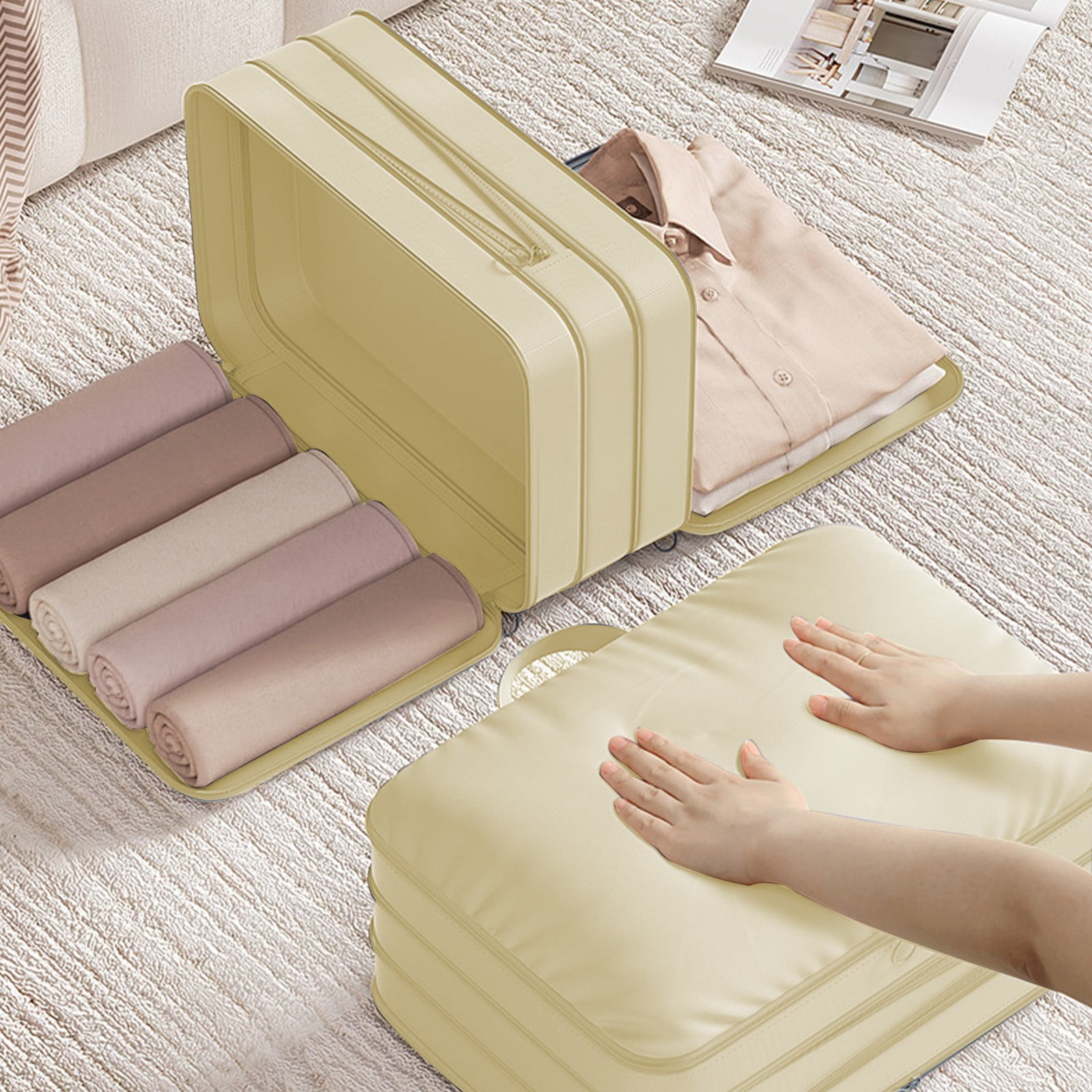 RXIRUCGD Clothes Storage Bag Space Saving Self Compression Organizer ...