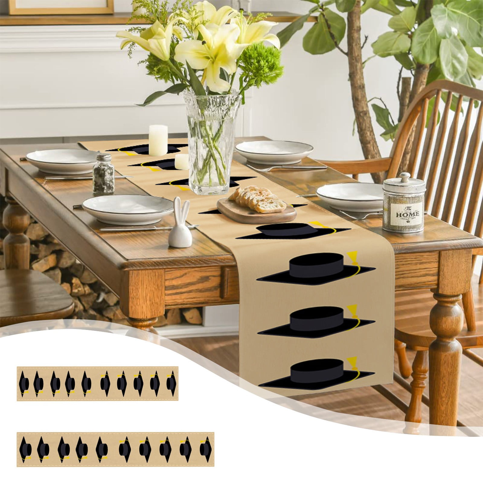 RXIRUCGD Congrats Diploma Cap 2025 Graduation Table Runner, Holiday ...