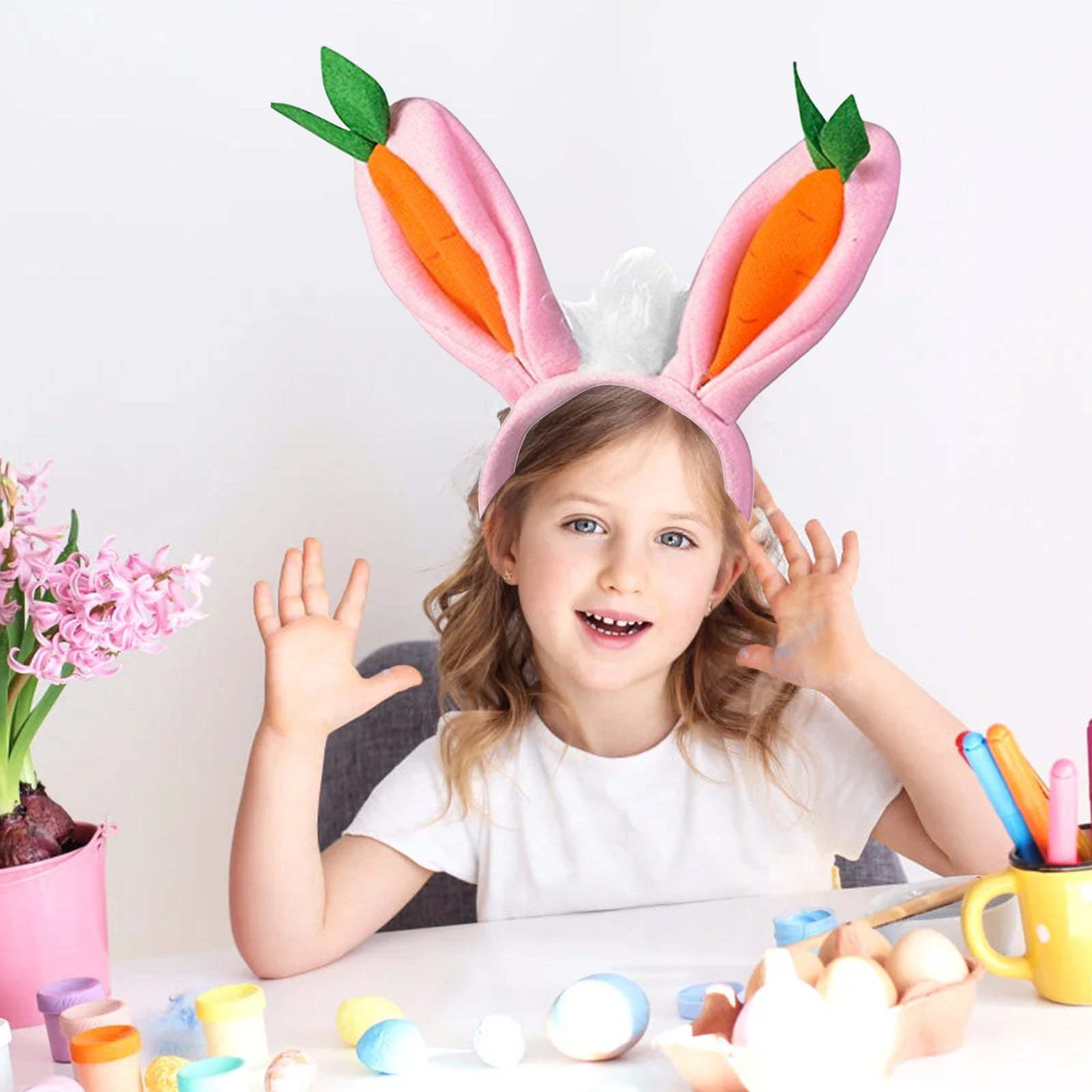 RXIRUCGD Easter Bunny Headbands Plush Long Rabbit Ear Carrot Hairband ...