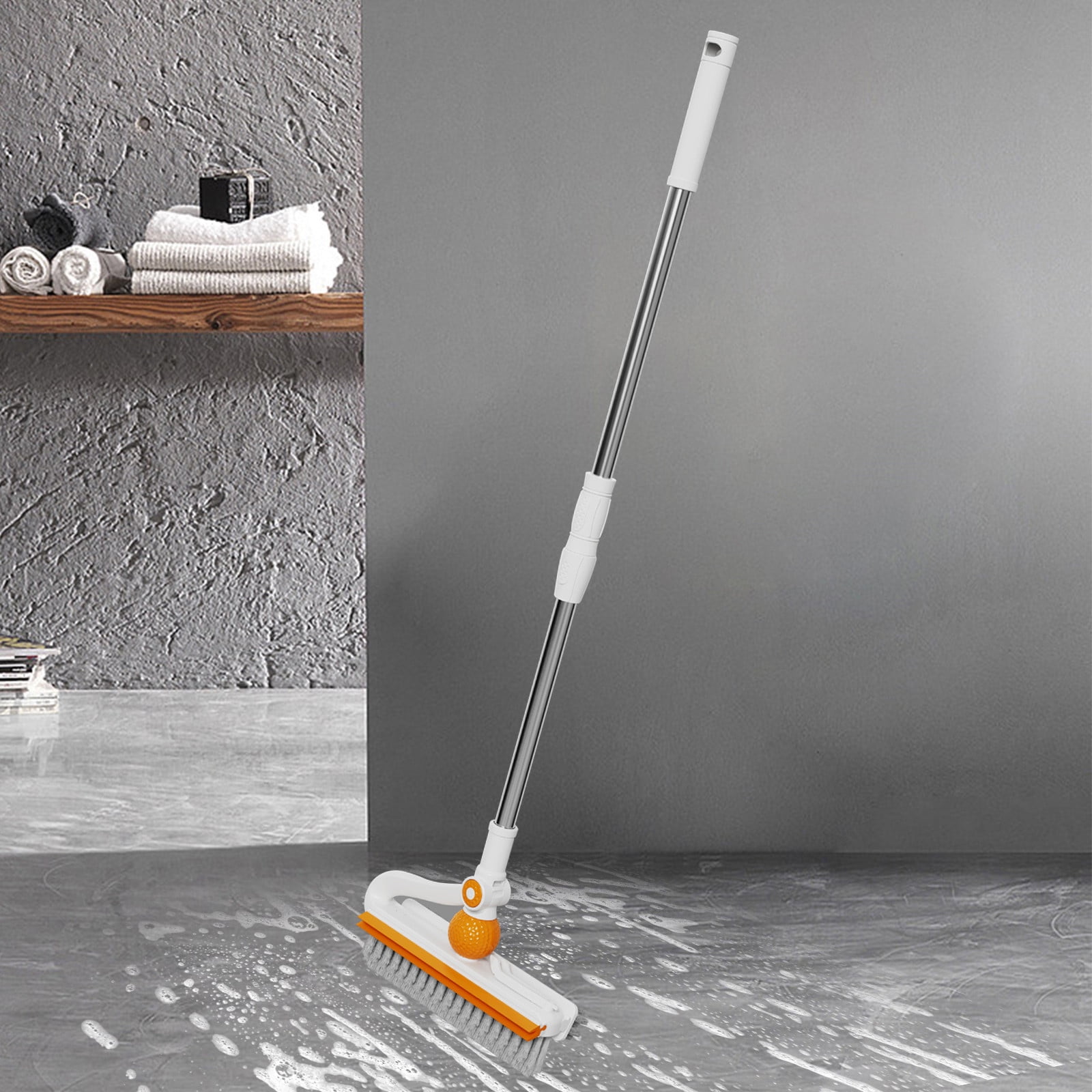 RXIRUCGD Floor Cleaning Brush with Long Handle,180°Rotatable Grout ...