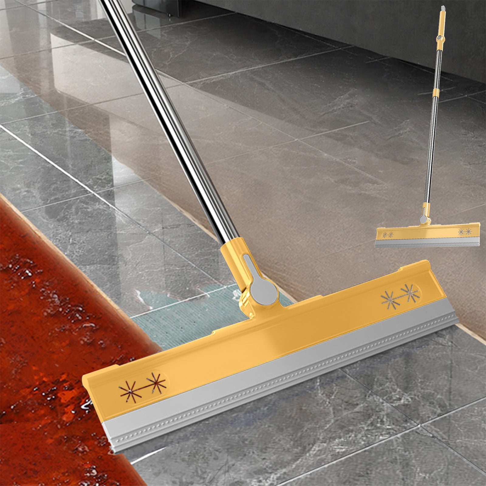 RXIRUCGD Floor Squeegee Broom, Long Handle Window Squeegee, Pet Hair ...