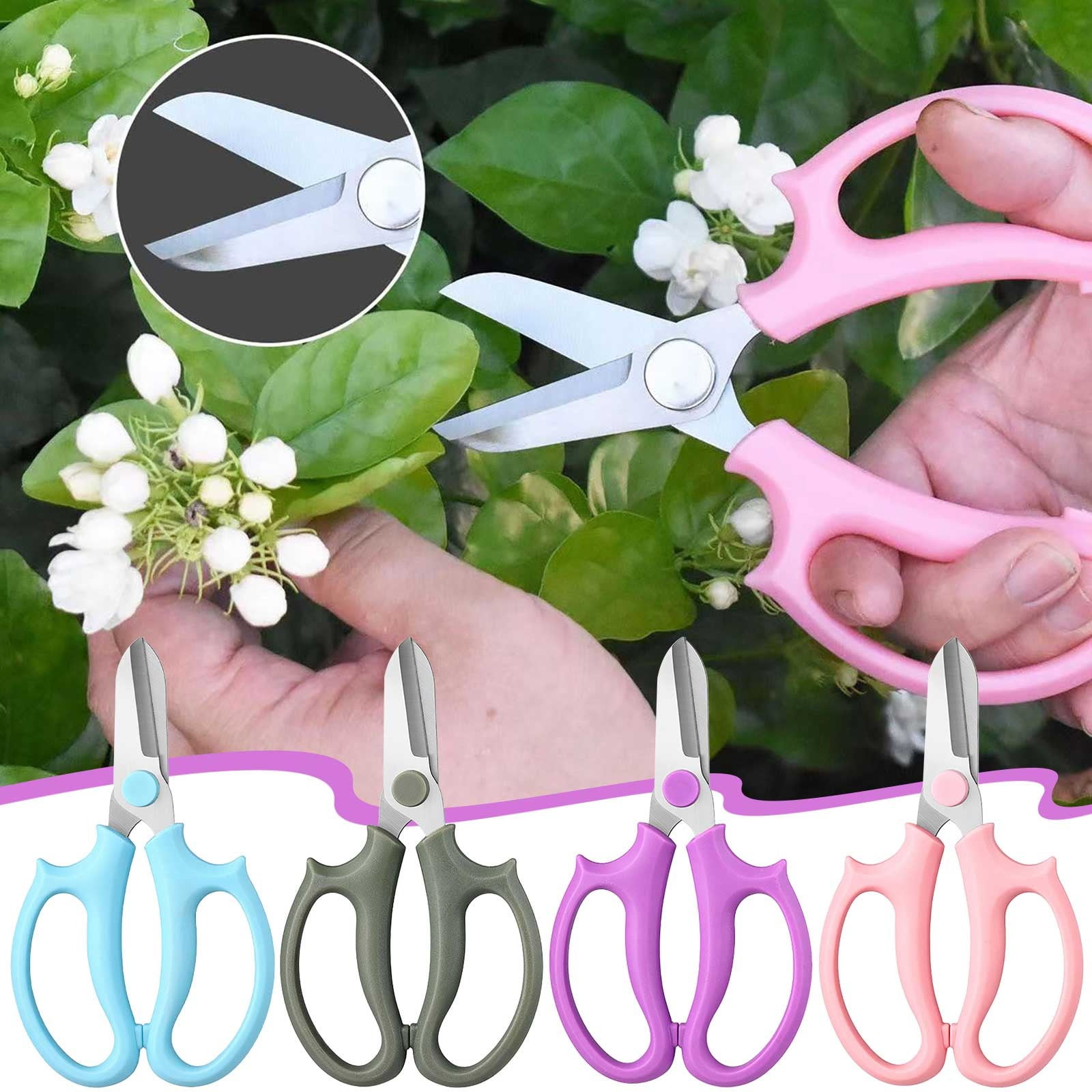 RXIRUCGD Floral Scissors Stainless Steel Color Garden Shears Flower Shop Flower Pruning Shears ...