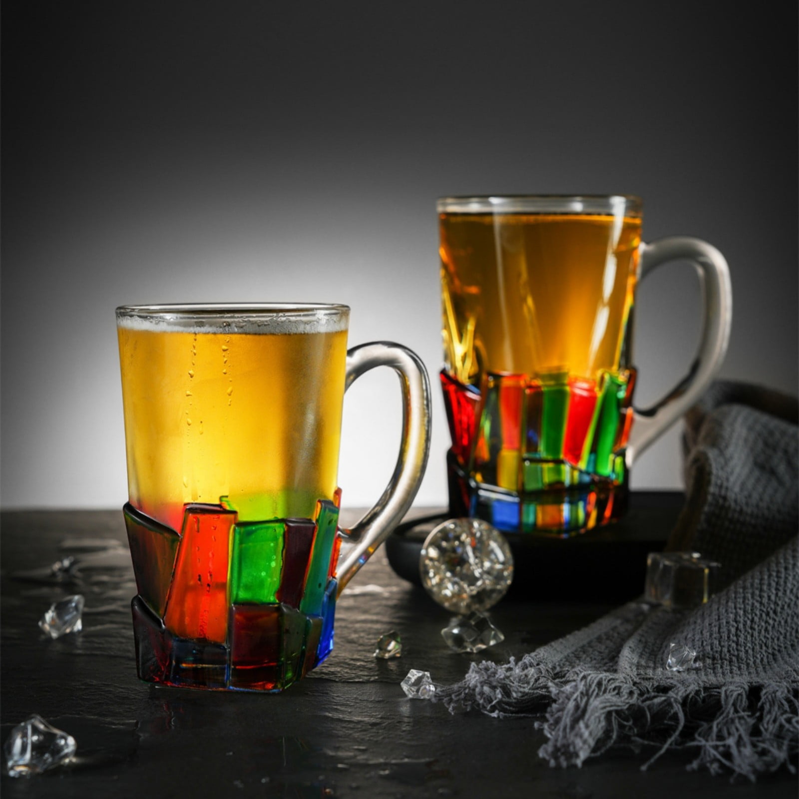RXIRUCGD Geometric Design Clashing Color Glass Beer Mug - Large ...
