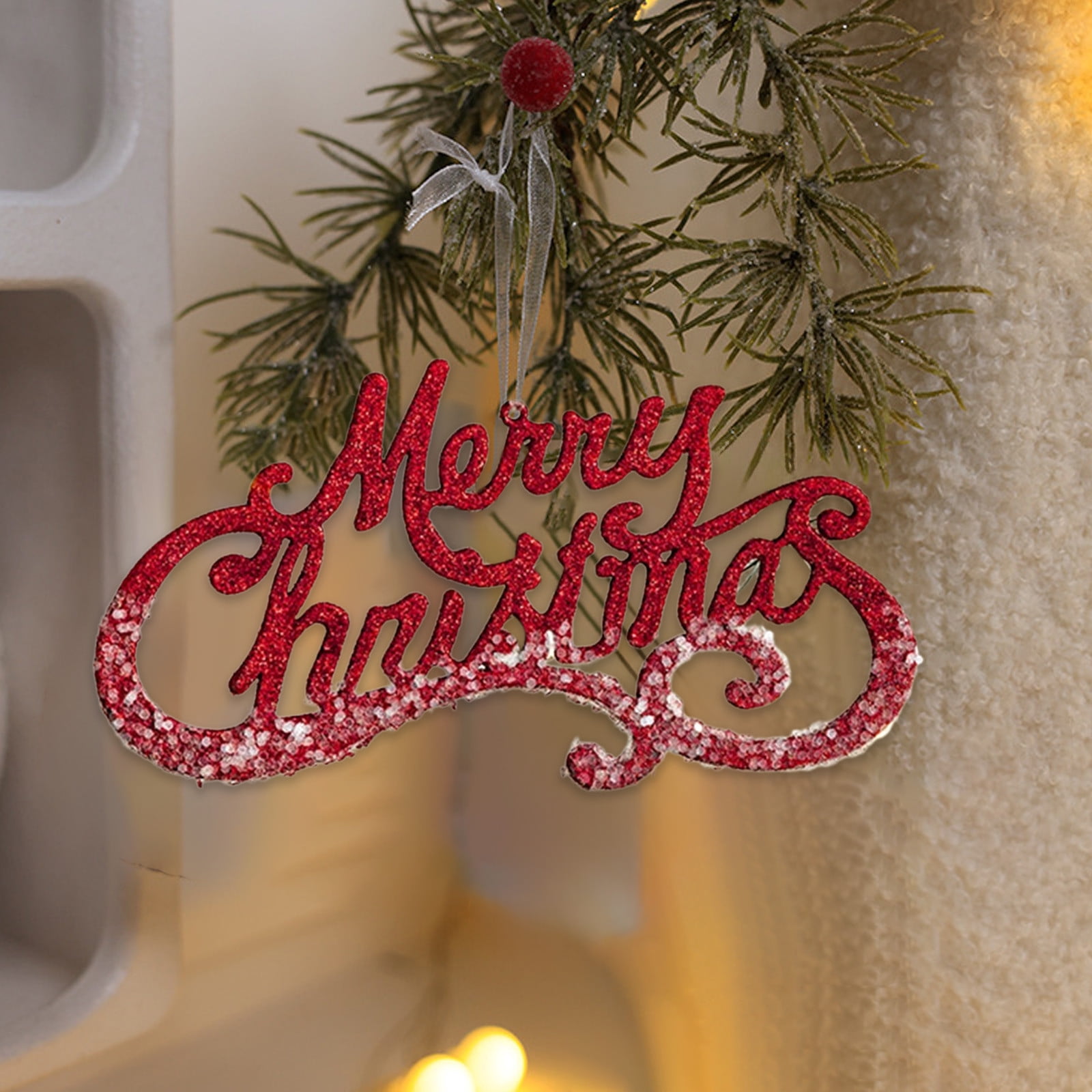 RXIRUCGD Glitter Christmas Letter Sign with Festive Greetings ...