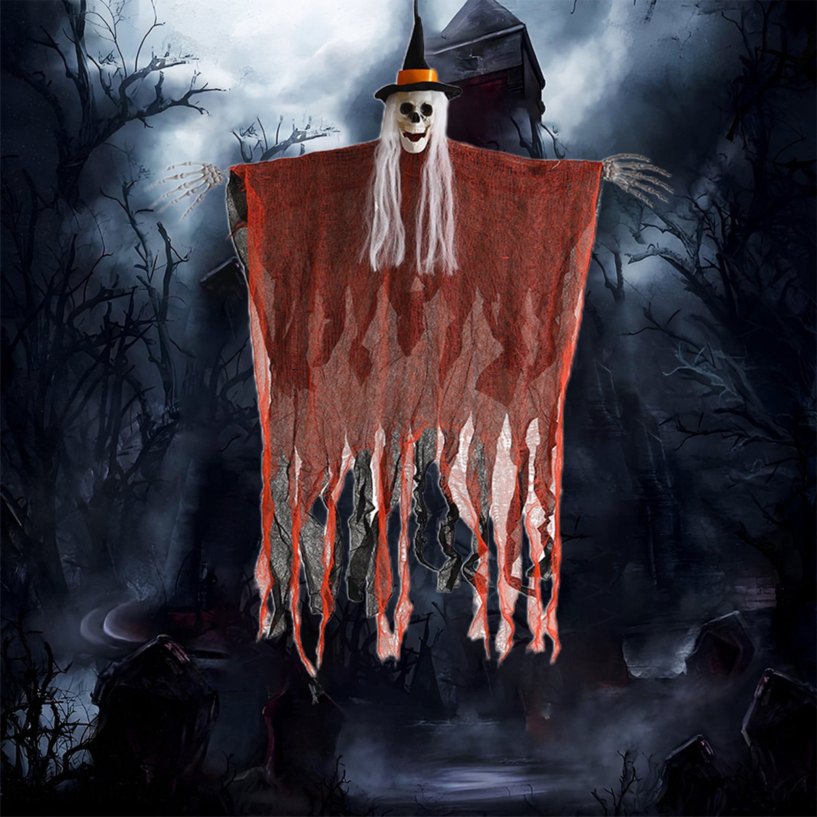 RXIRUCGD Hanging Halloween Skeleton Ghosts Decorations Skull Ghost ...